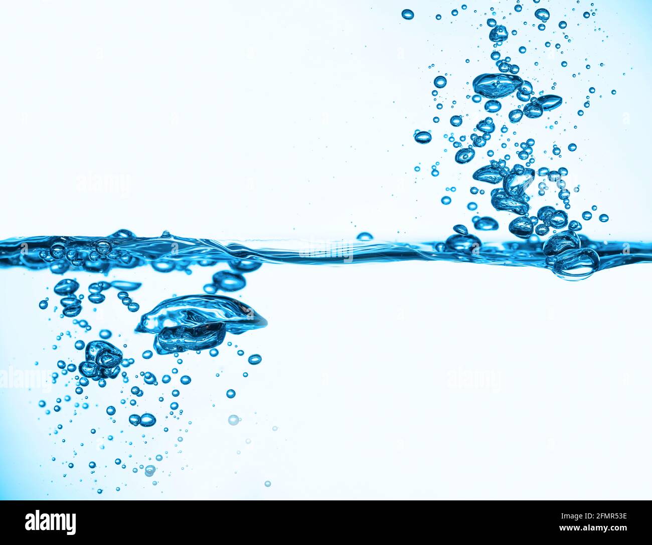 Blue water splash wave surface with bubbles of air Stock Photo - Alamy