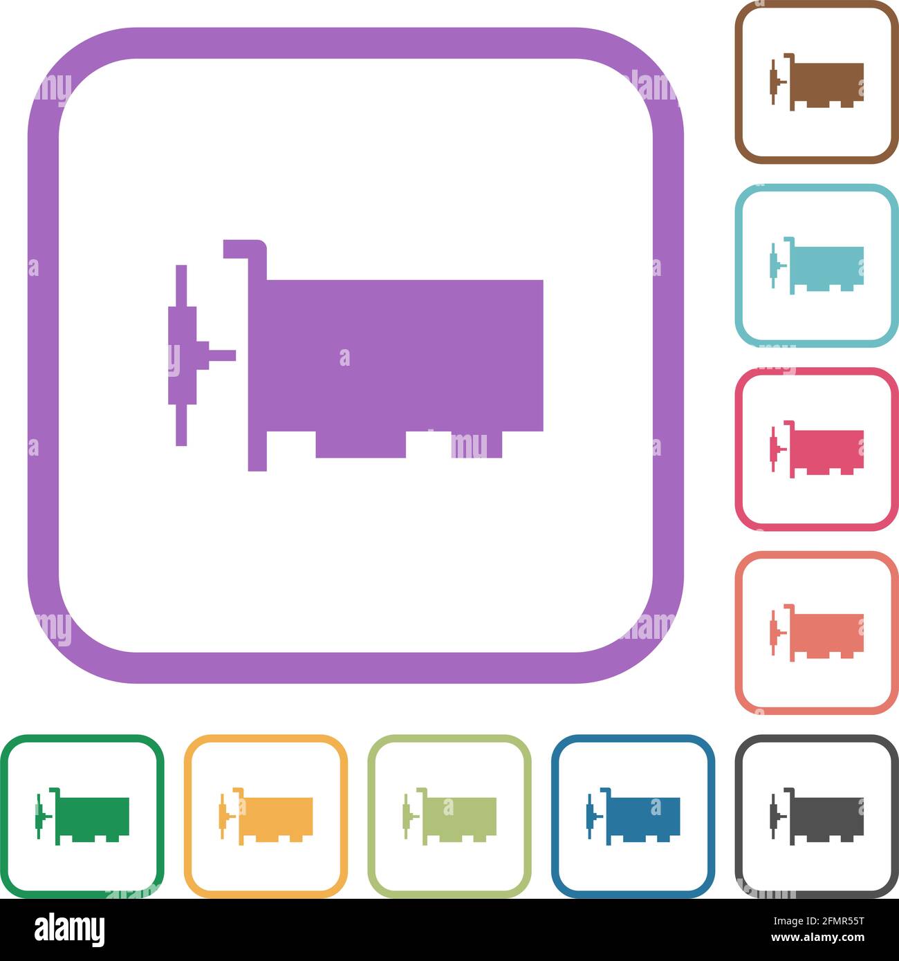 Network interface card simple icons in color rounded square frames on ...