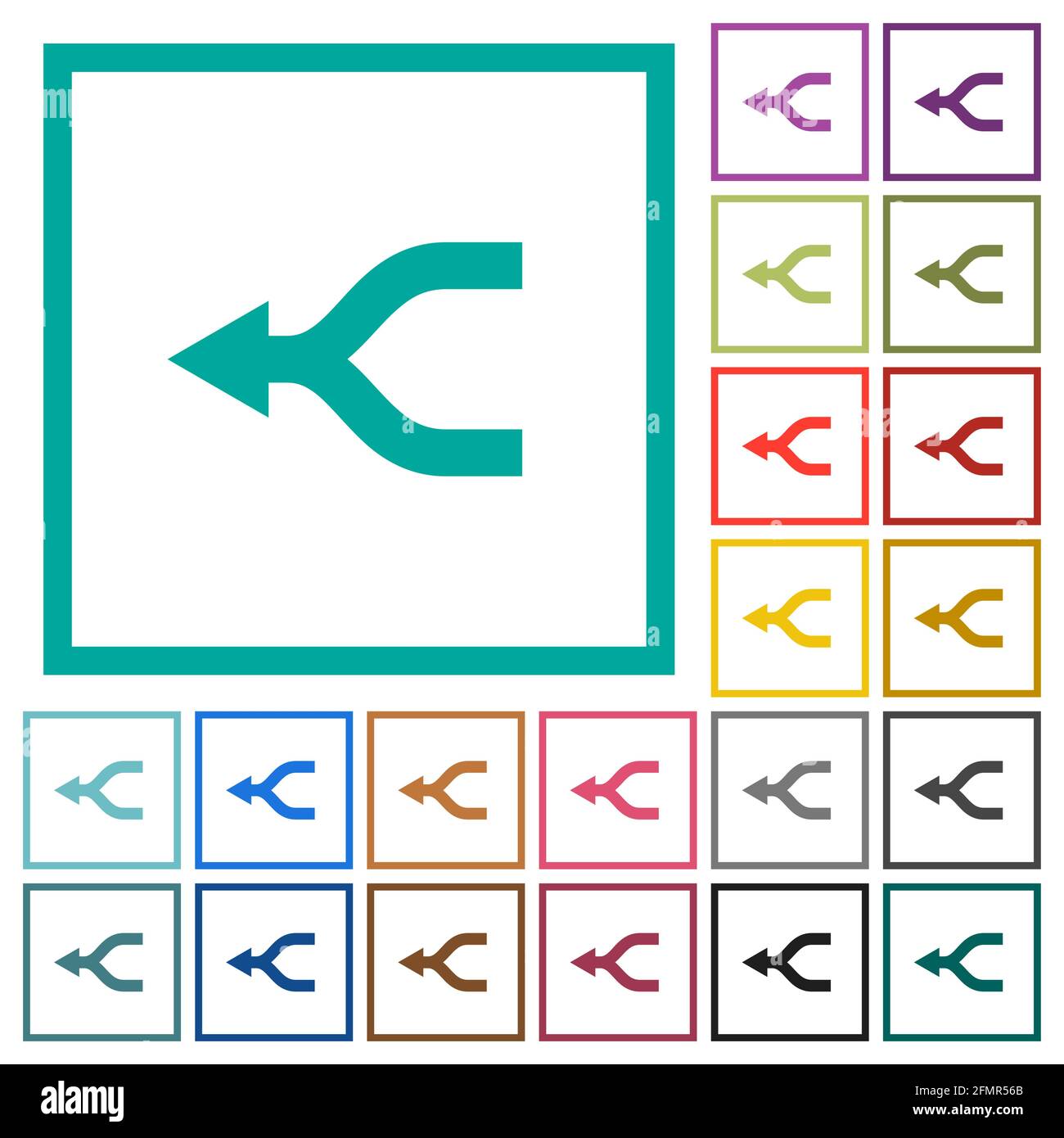Merge arrows left flat color icons with quadrant frames on white ...