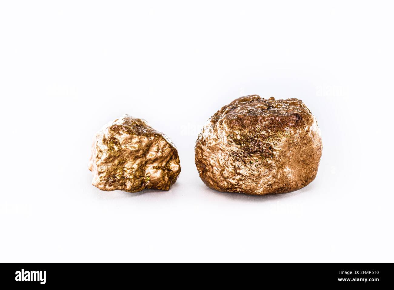 gold stone isolated on white background, macro photography of rock ...