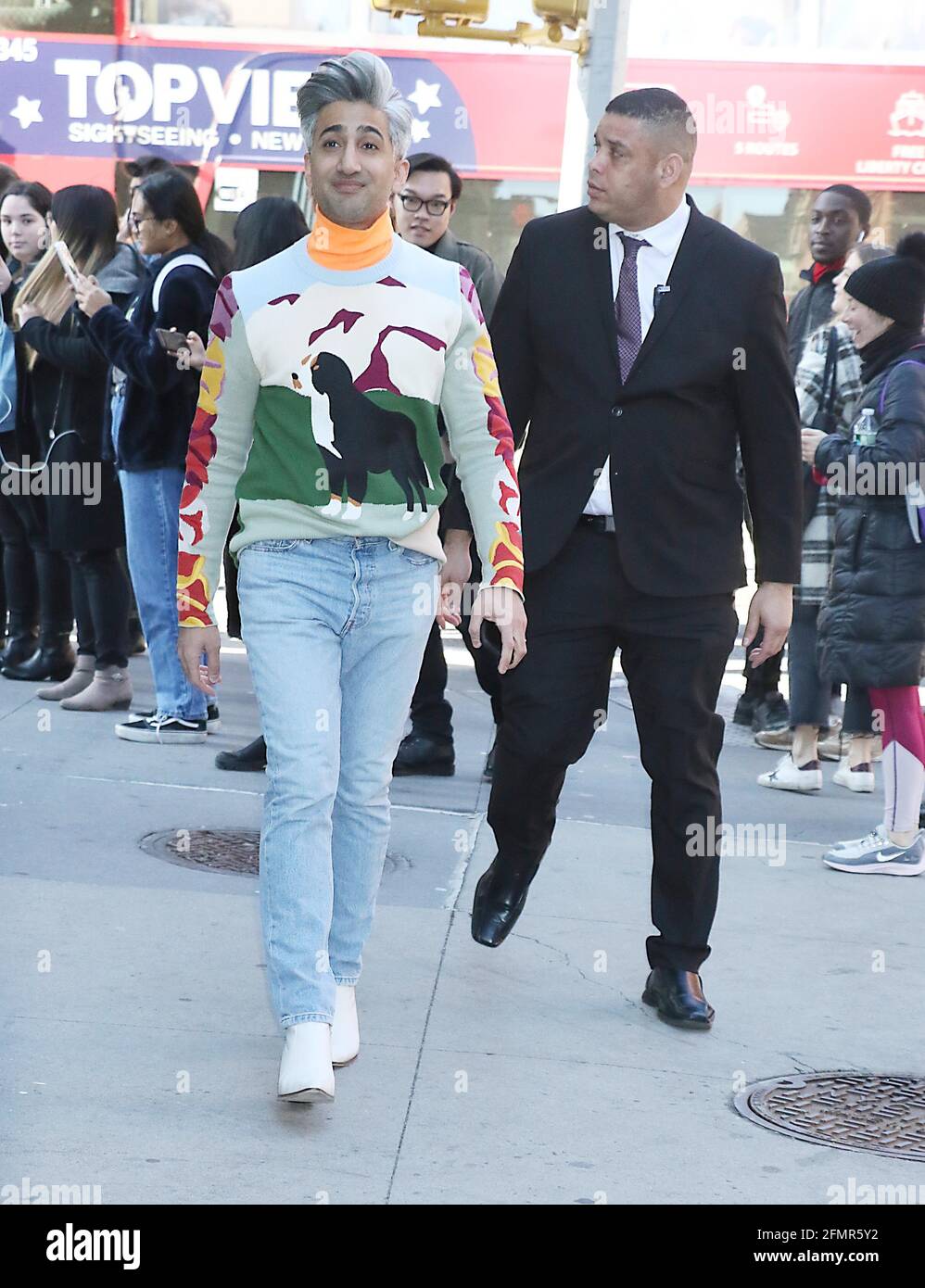 New York - NY - 20200203- Tan France and Alexa Chung Outside of Build ...