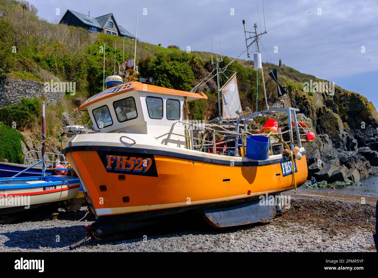 Cornish Fishing Boats at Cadgwith Cove, Lizard, Cornwall, England Stock ...