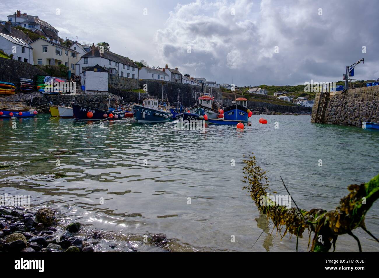 Coverack Harbour with fishing Boats, Lizard, Cornwall, England Stock ...