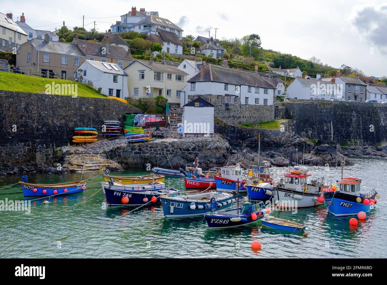 Coverack Harbour with Fishing Boats, Lizard, Cornwall, England Stock ...
