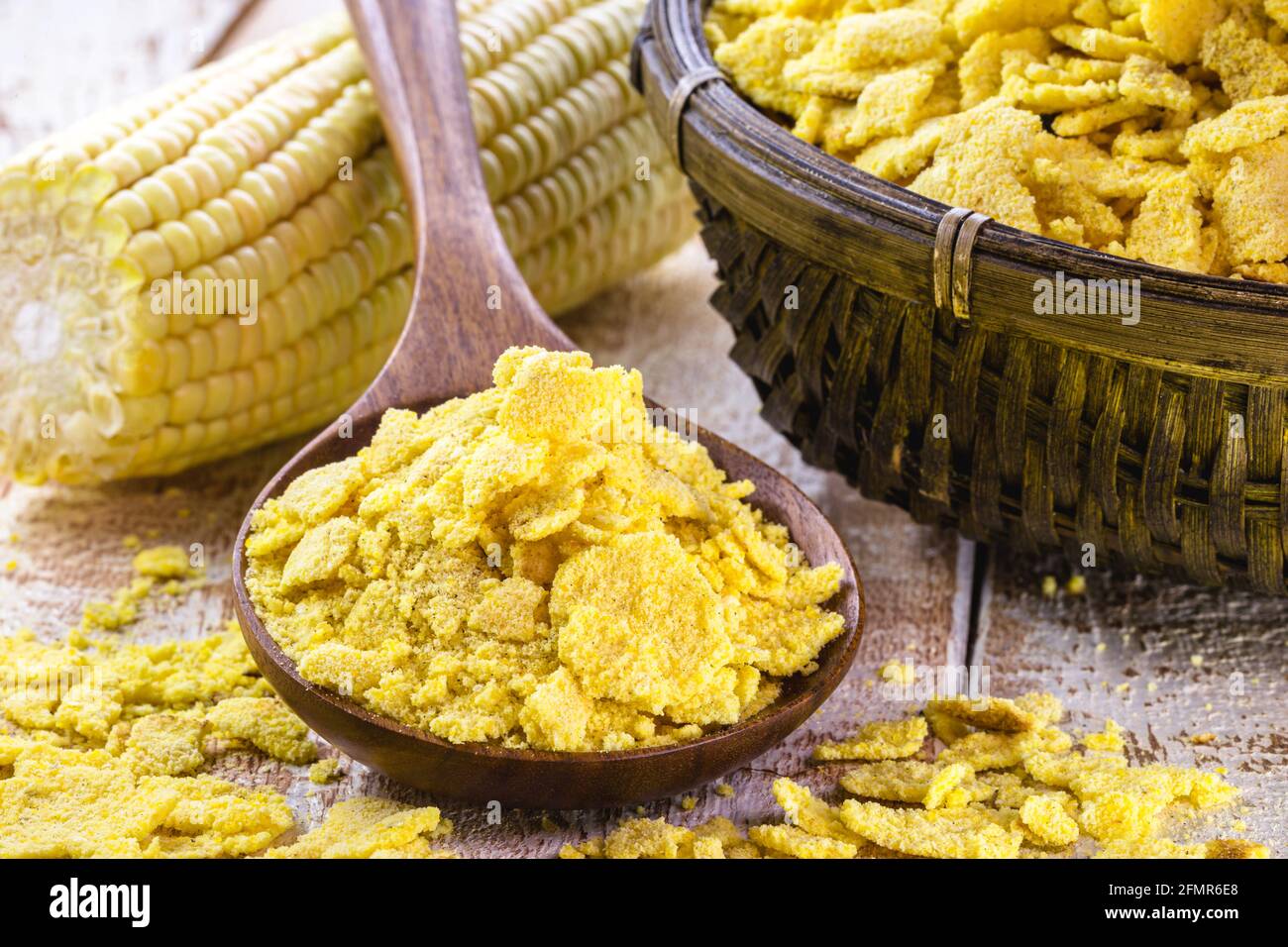 Brazilian cornmeal in flakes, toasted and dried. Brazilian culinary ...