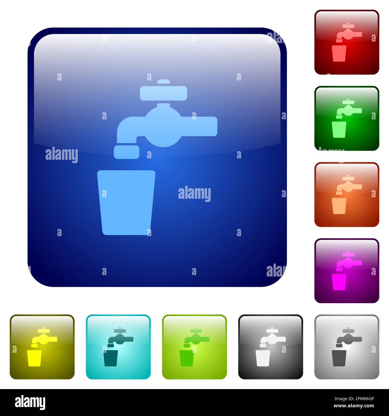 Drinking water icons in rounded square color glossy button set Stock Vector Image & Art - Alamy