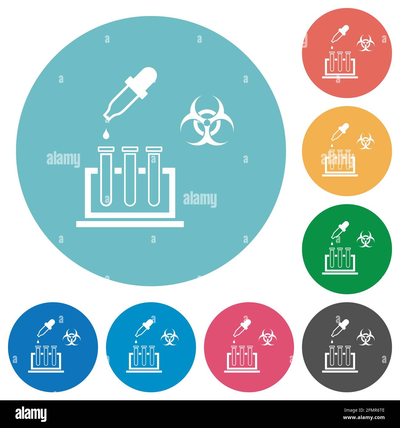 Biological experiment flat white icons on round color backgrounds Stock ...