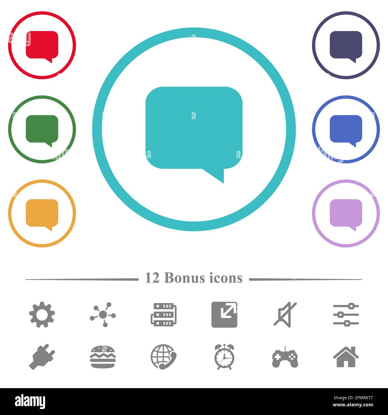 Empty chat bubble flat color icons in circle shape outlines. 12 bonus icons included Stock ...