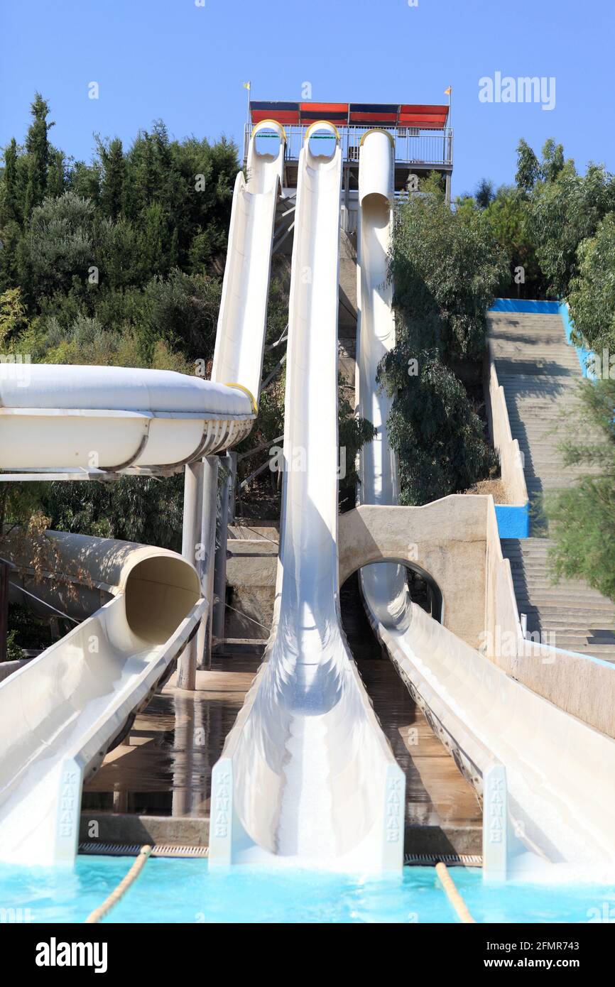 It is turbo slide in water park, Rhodes Stock Photo - Alamy