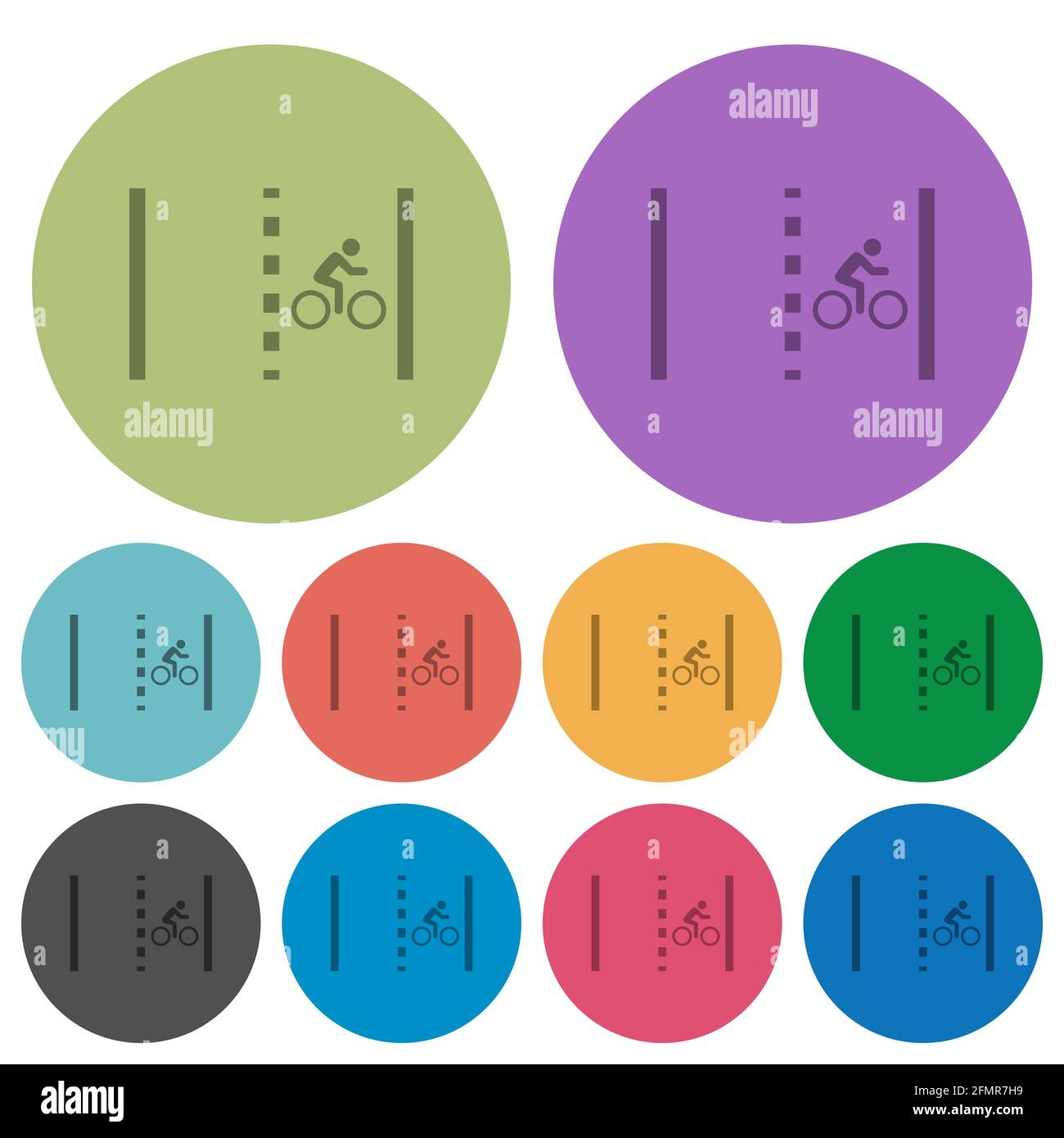 Bicycle lane darker flat icons on color round background Stock Vector ...