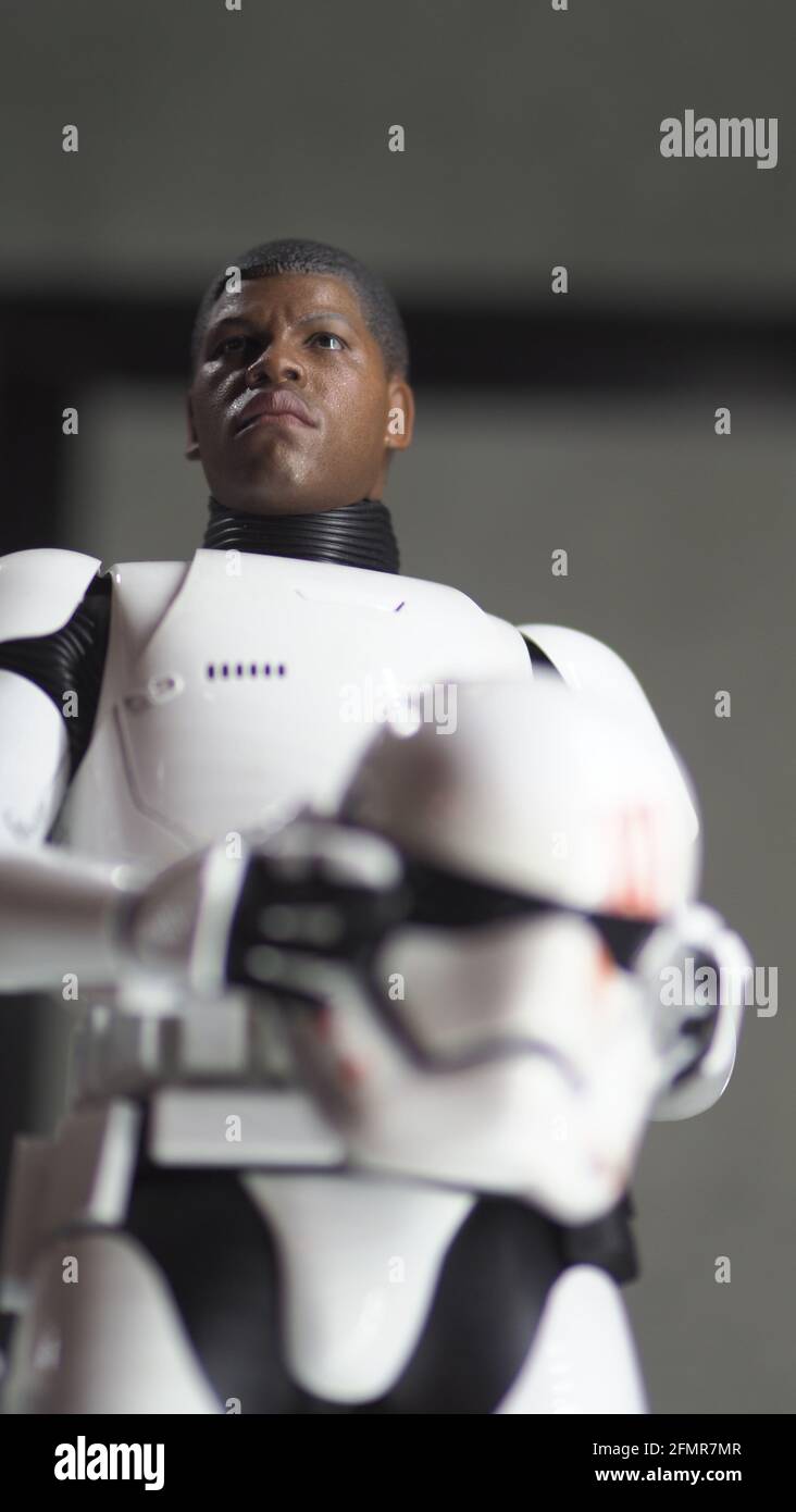 Bangkok Thailand. April 30 2018. Star Wars figure. Finn standing in ...