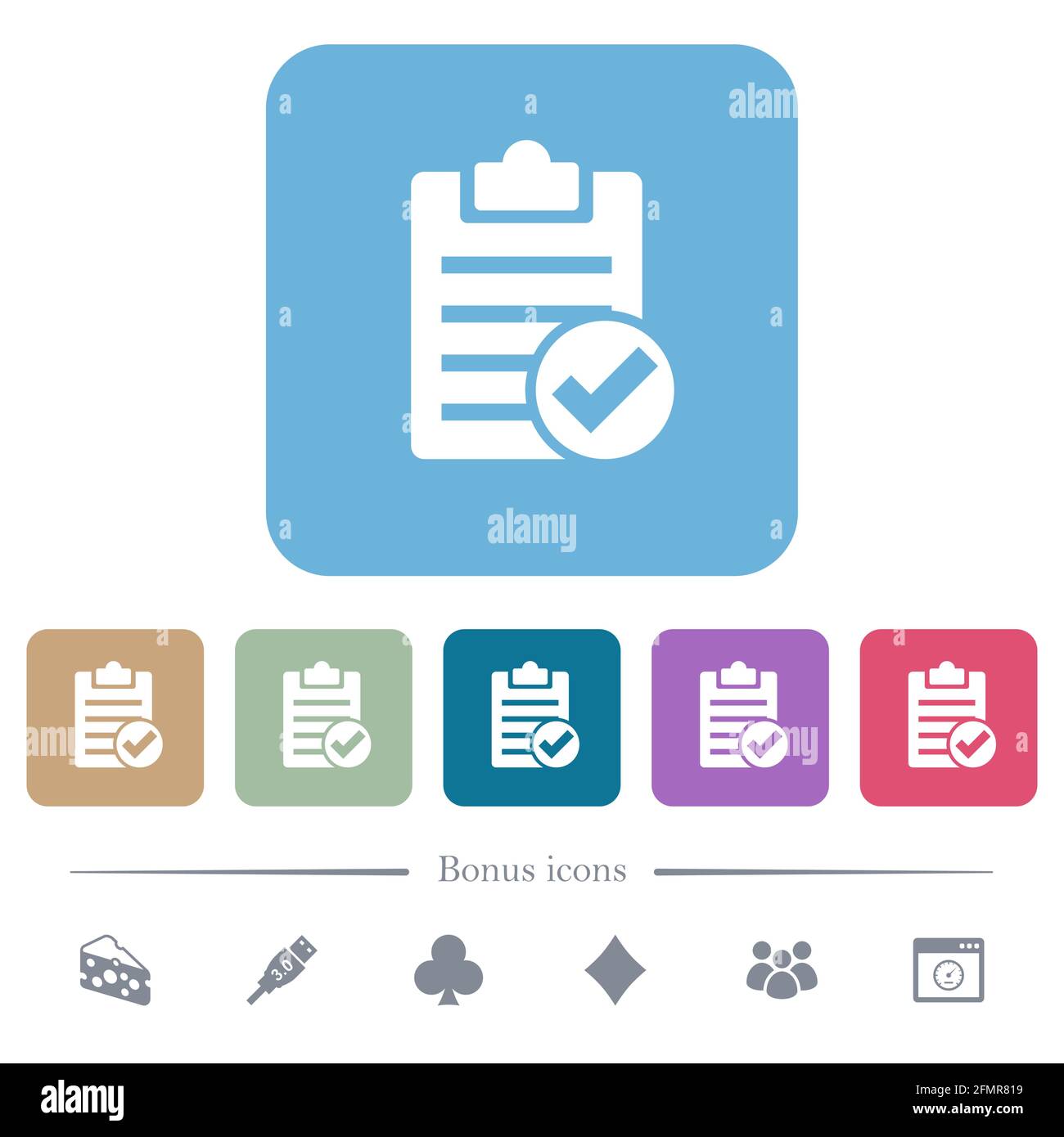 Note done white flat icons on color rounded square backgrounds. 6 bonus ...