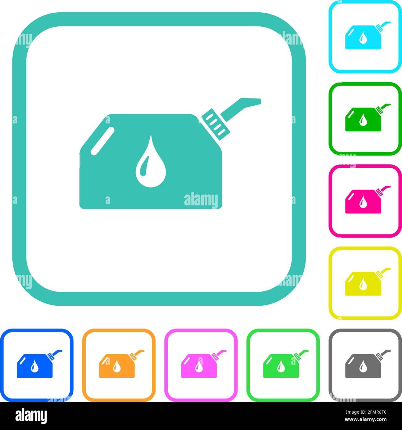 Oiler vivid colored flat icons in curved borders on white background ...