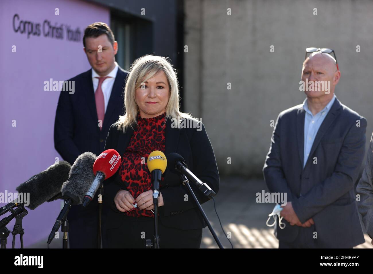 (Left to right) John Finucane, Michelle O'Neill and Paul Maskey ...