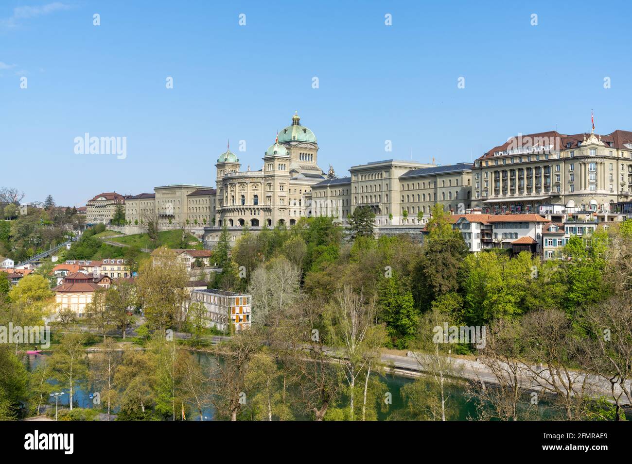 a view of the Swiss parliament building or Bundeshaus in Bern Stock ...