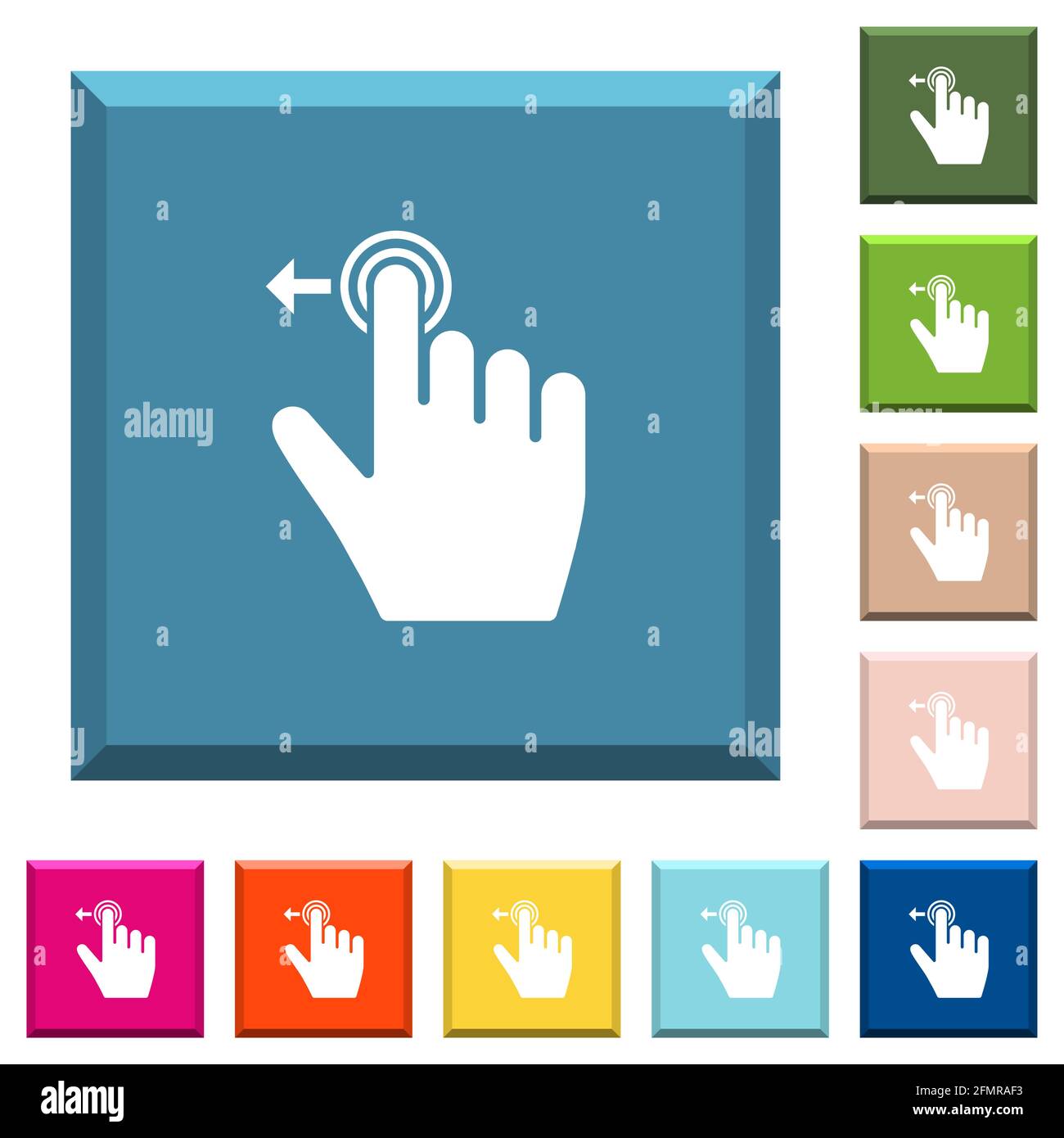 Right handed slide left gesture white icons on edged square buttons in ...