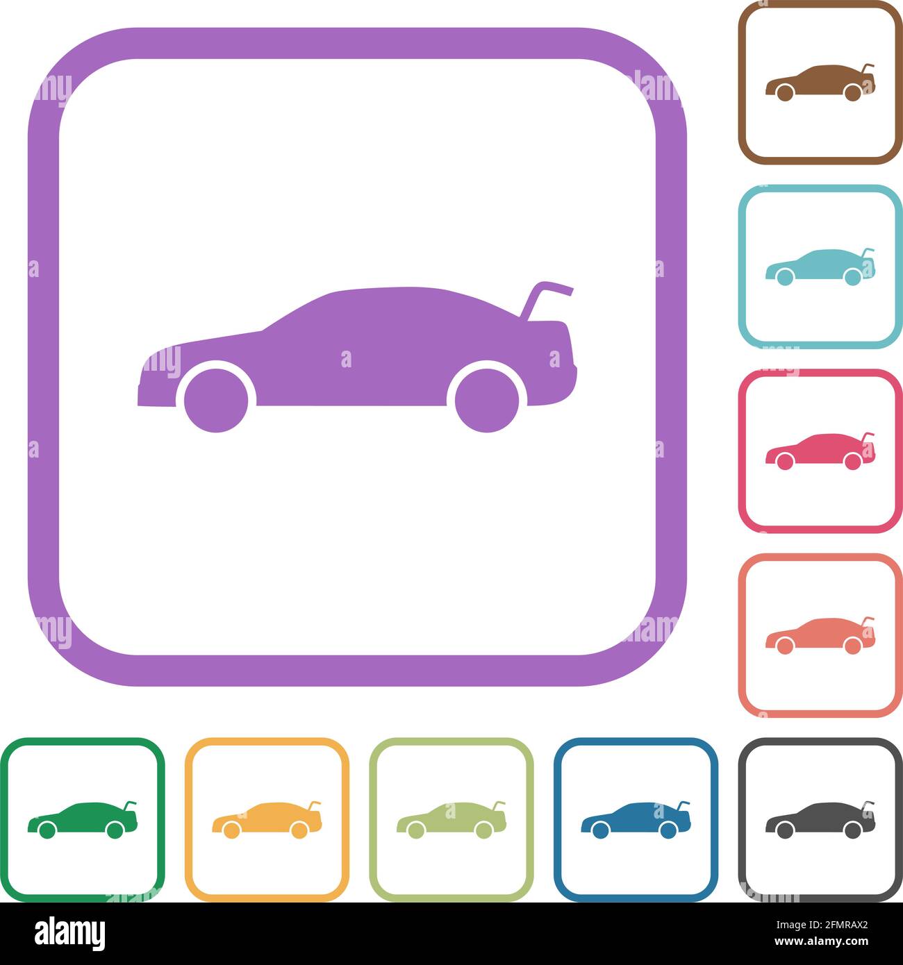 Car trunk open dashboard indicator simple icons in color rounded square frames on white ...