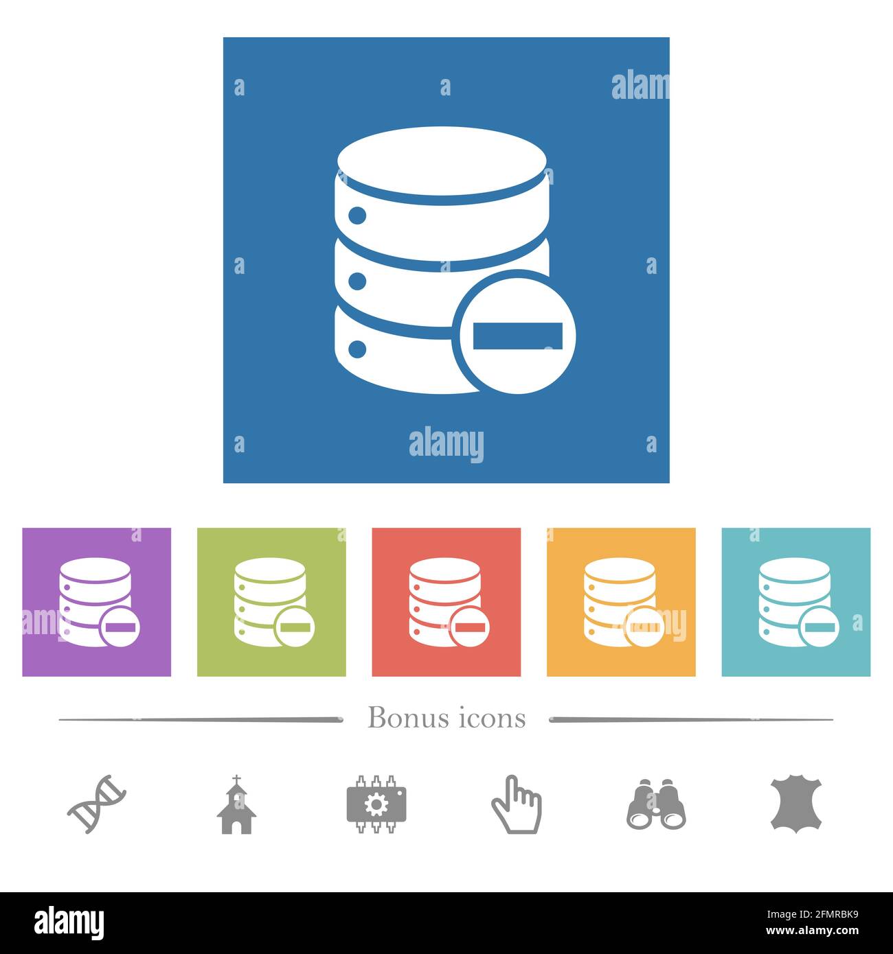 Remove from database flat white icons in square backgrounds. 6 bonus ...