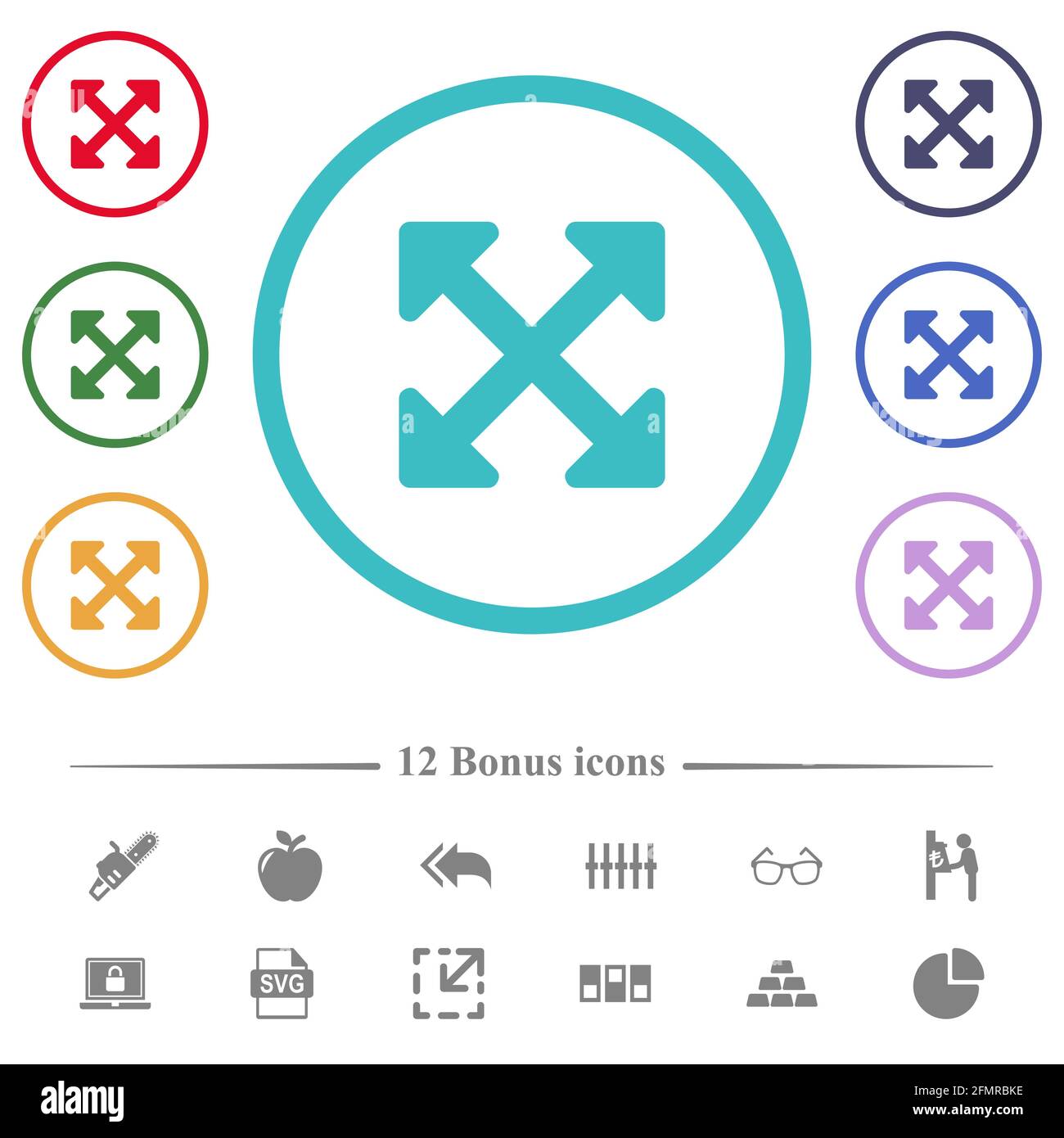 Resize full alt flat color icons in circle shape outlines. 12 bonus ...