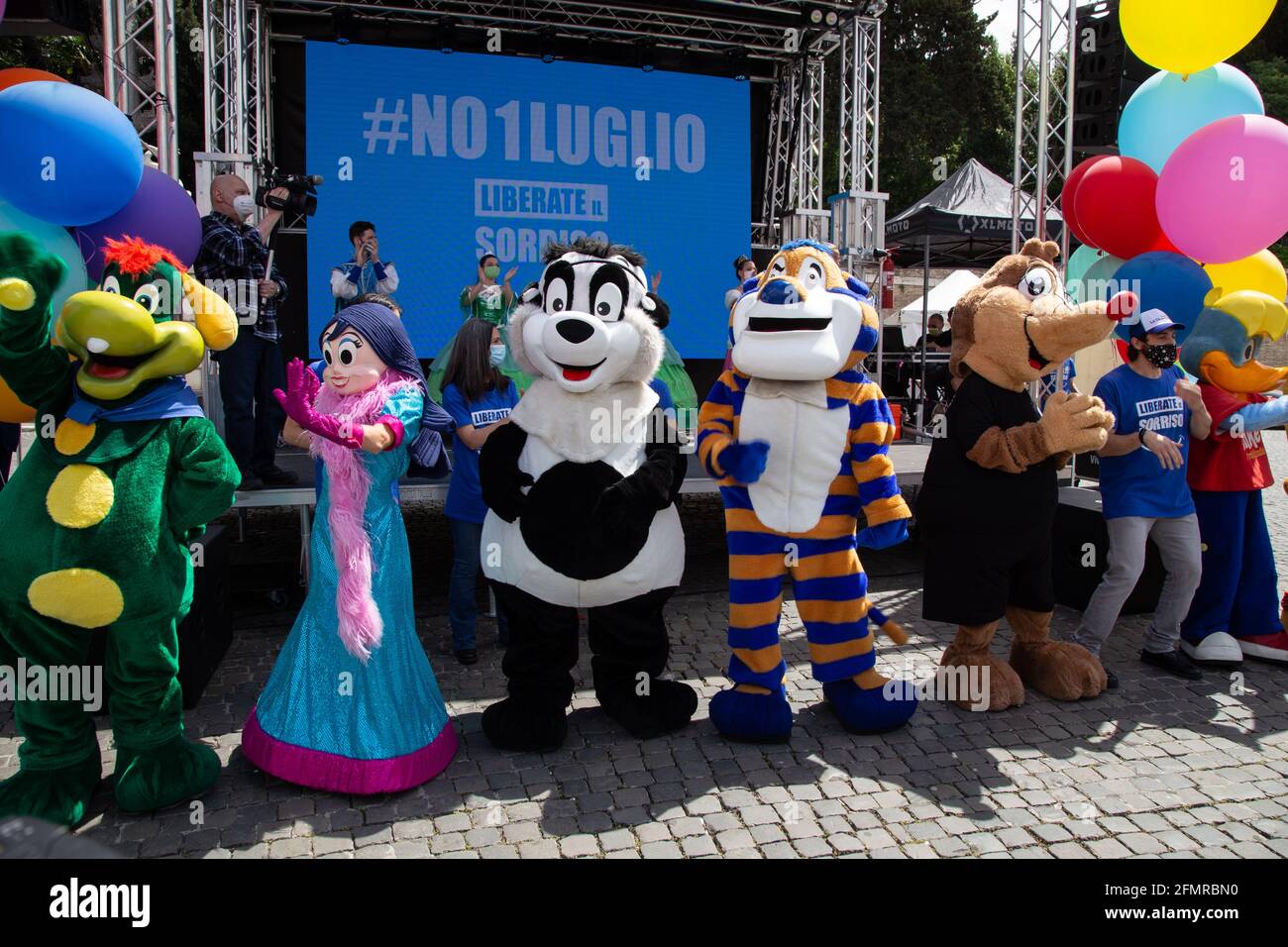Rome, Italy. 11th May, 2021. The mascots of Italian theme and water ...