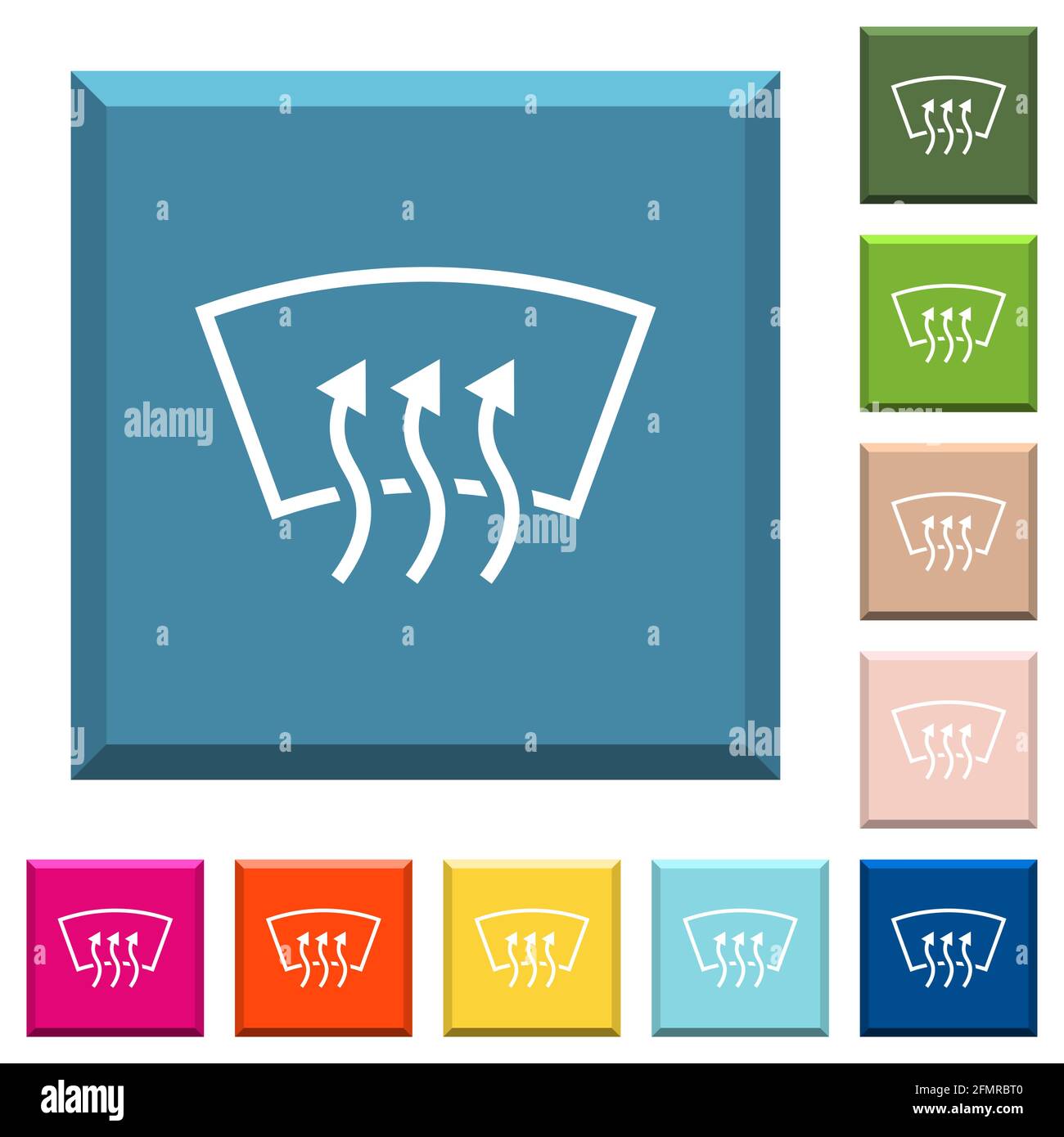 Windshield defrost white icons on edged square buttons in various ...