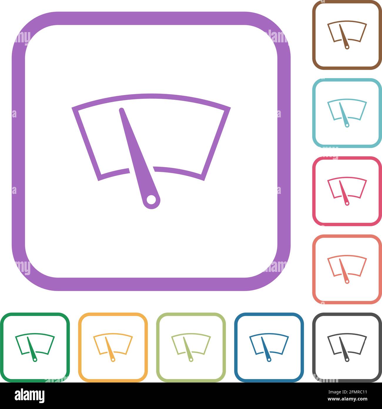Windshield wiper simple icons in color rounded square frames on white background Stock Vector ...