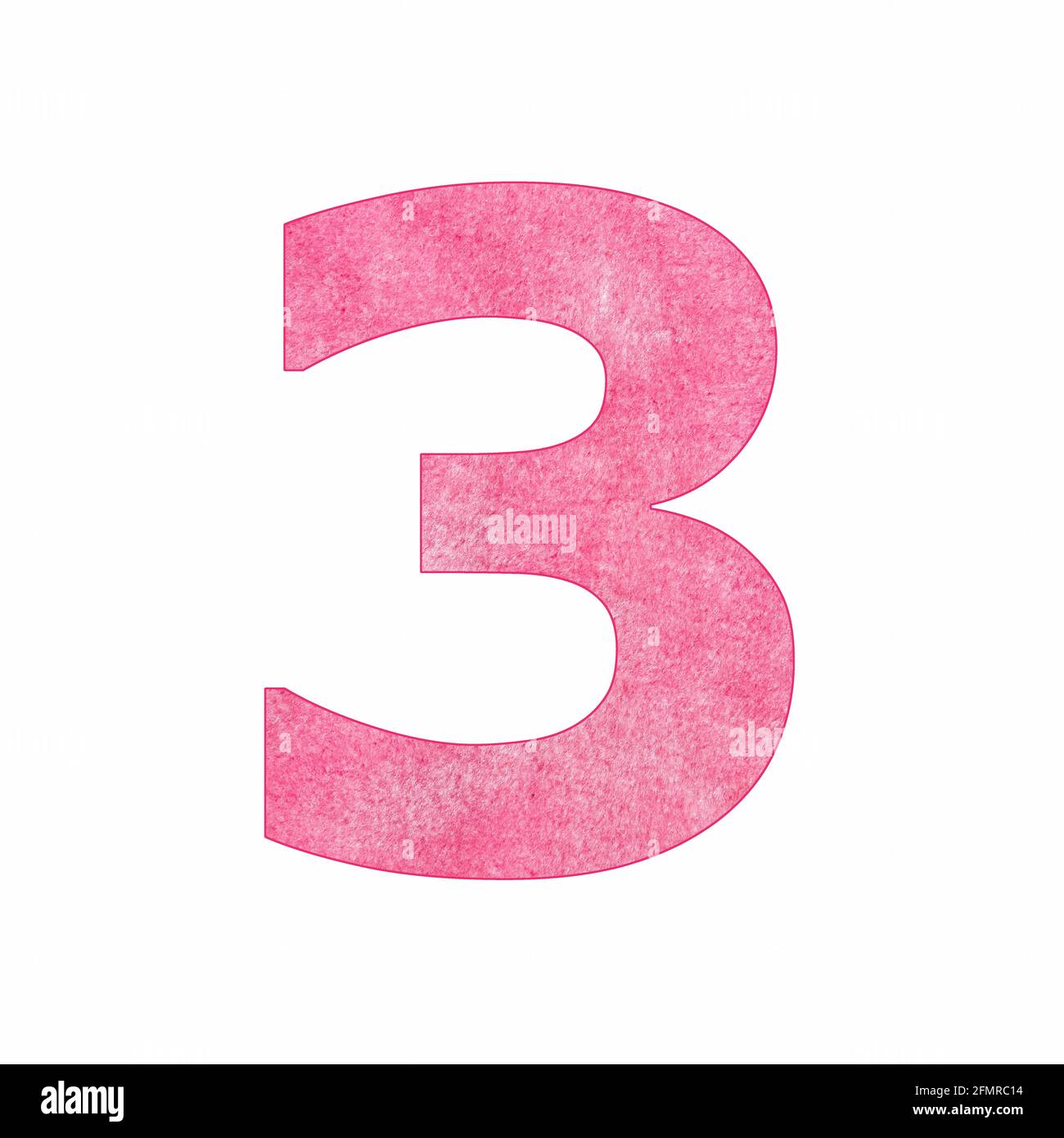 Number digit three - Pink plush texture Stock Photo - Alamy