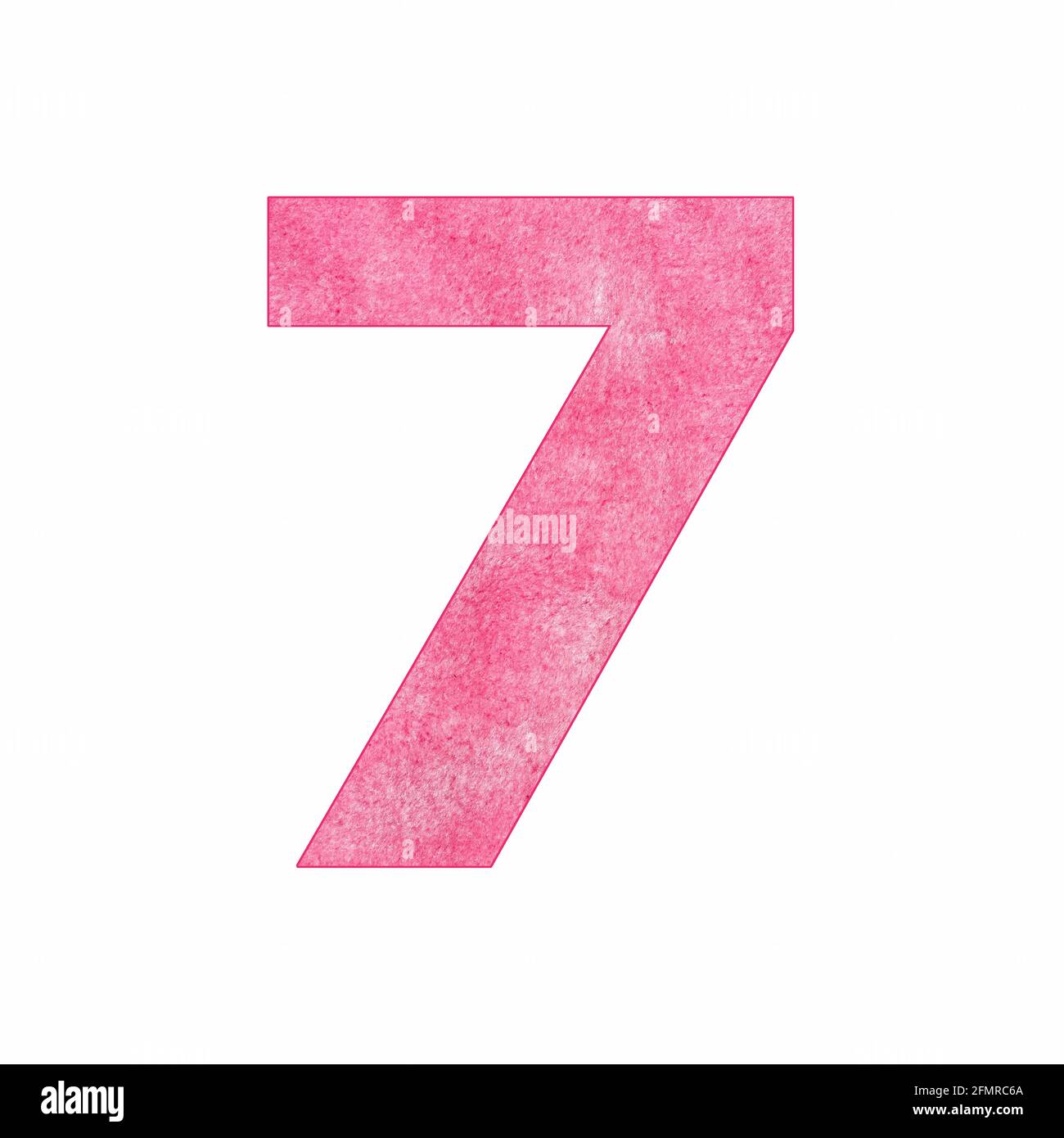 Number digit seven - Pink plush texture Stock Photo - Alamy