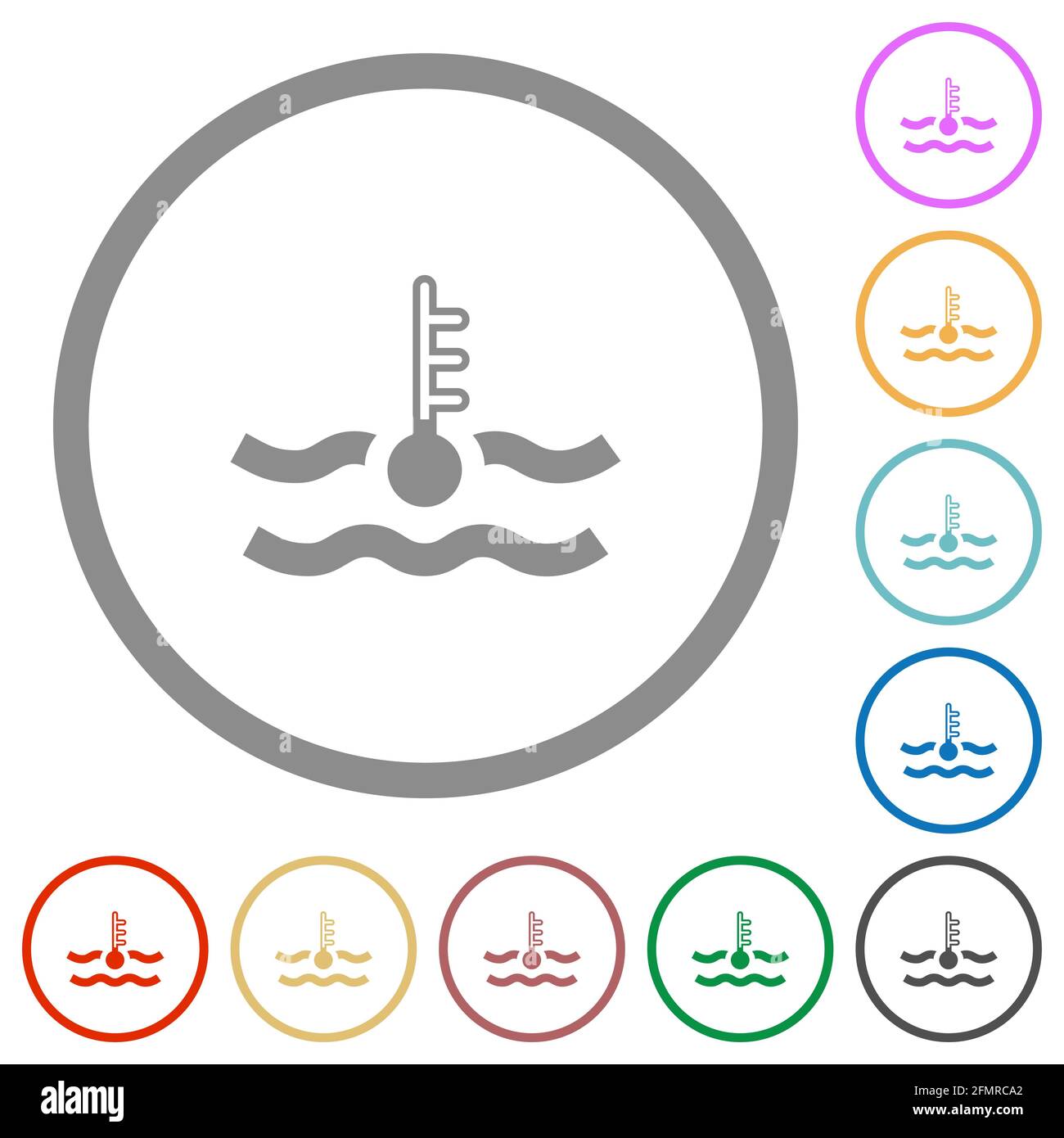 Cold temperature engine coolant flat color icons in round outlines on ...