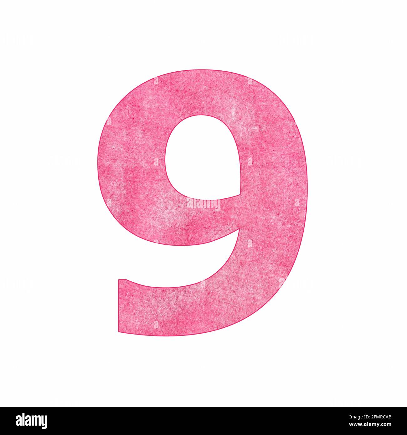 Number digit nine - Pink plush texture Stock Photo - Alamy
