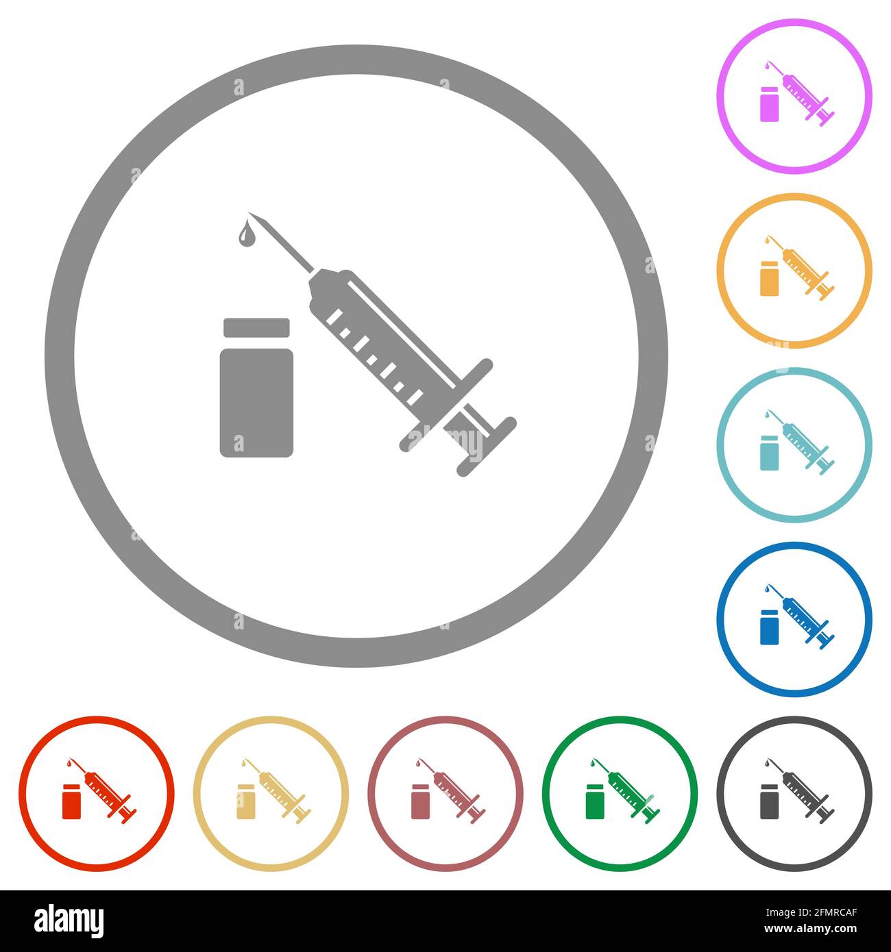 Syringe with ampoule flat color icons in round outlines on white background Stock Vector Image ...