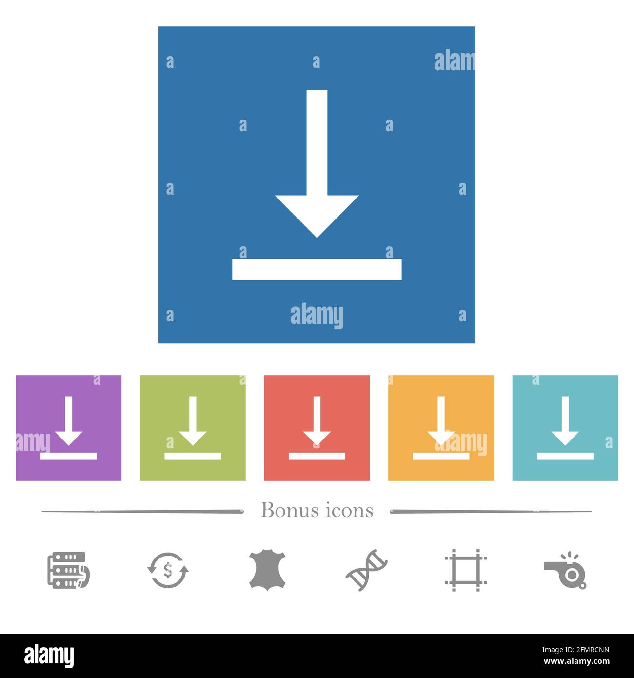 Vertical align bottom flat white icons in square backgrounds. 6 bonus ...