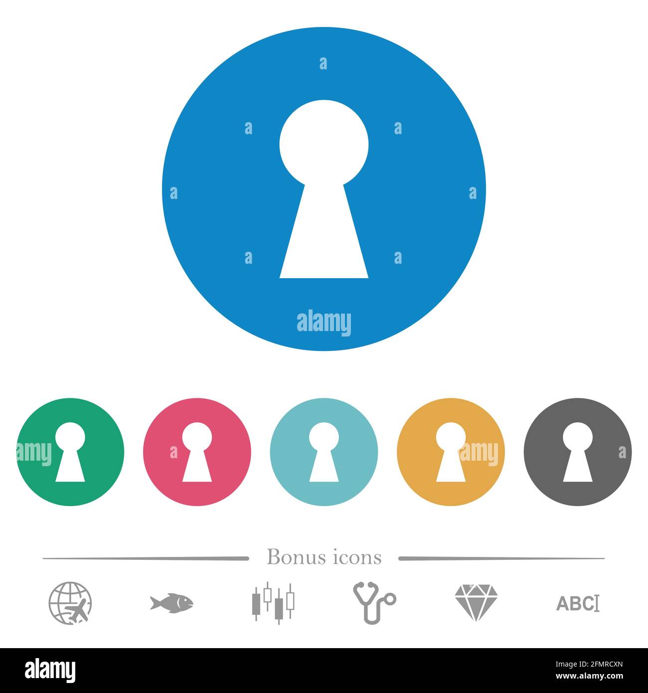 Keyhole flat white icons on round color backgrounds. 6 bonus icons included Stock Vector Image ...