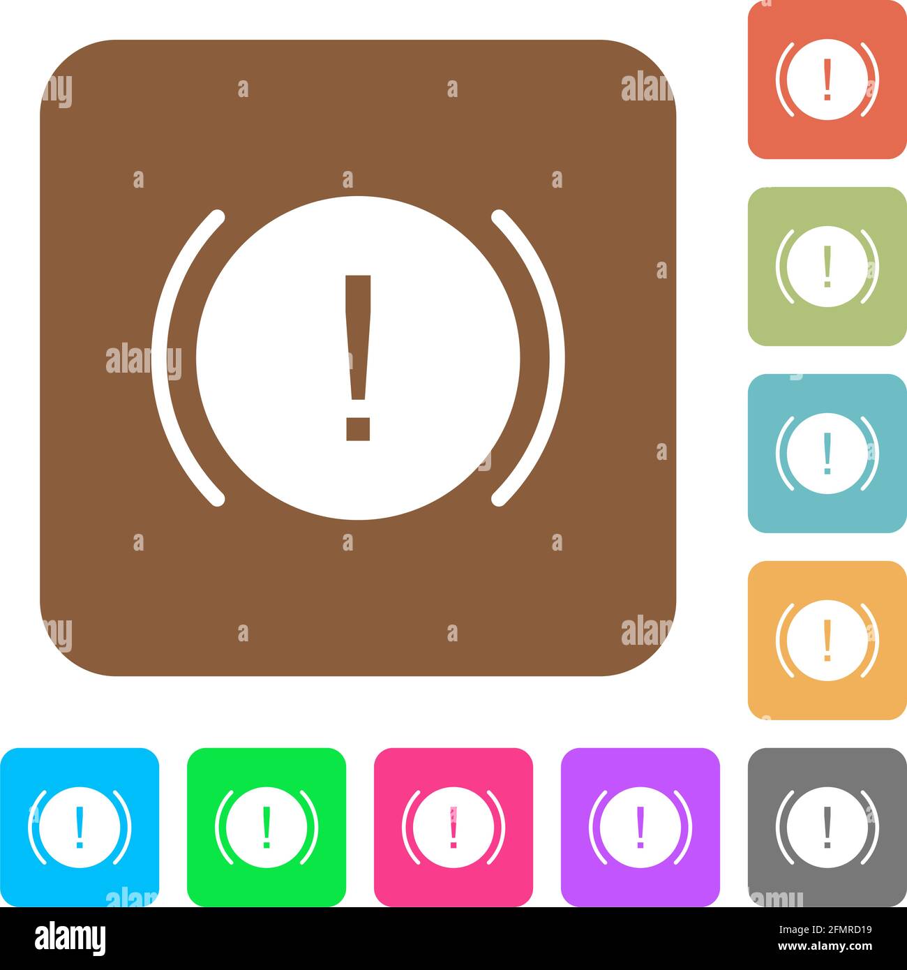 Car dashboard handbrake indicator flat icons on rounded square vivid ...