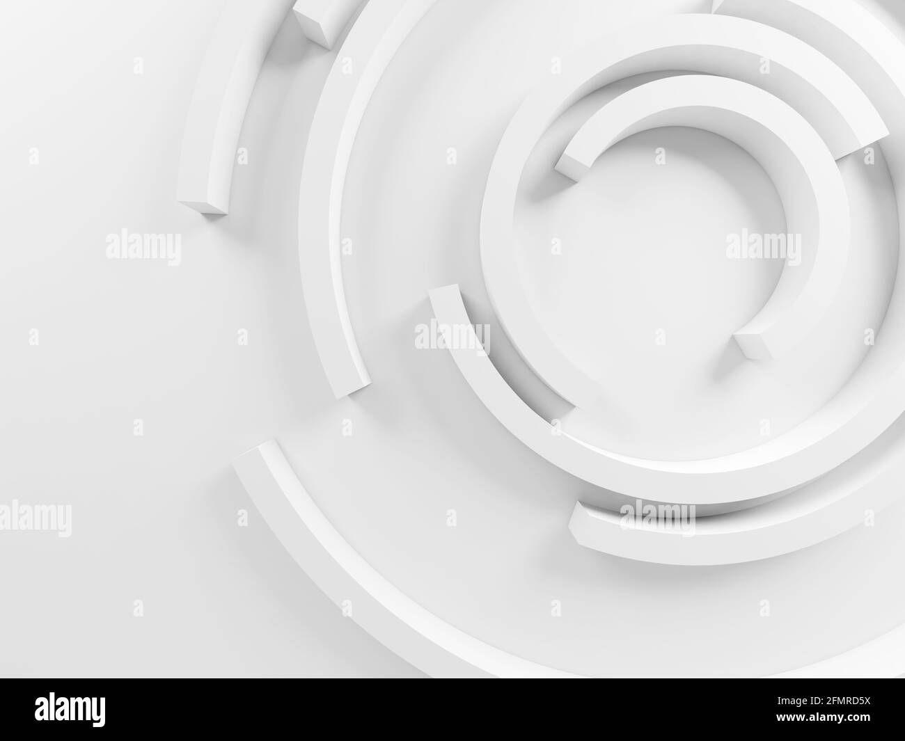 Abstract white background with concentric sectors, minimal installation ...