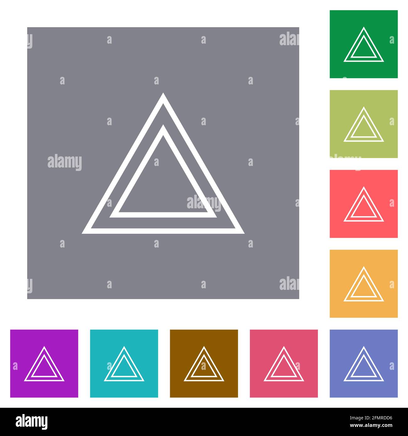 Traffic emergency triangle flat icons on simple color square ...