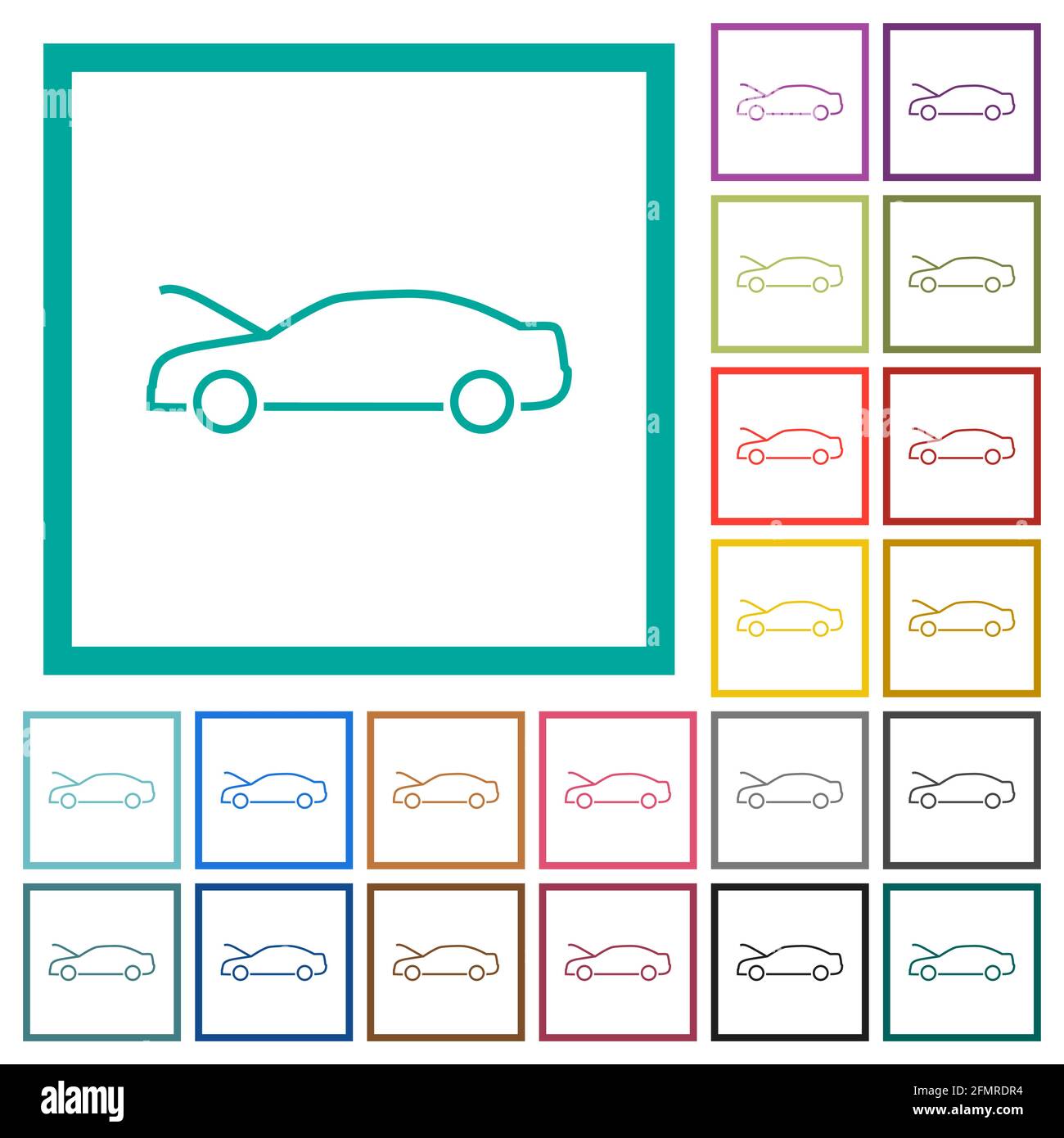 Car hood open dashboard indicator flat color icons in circle shape ...