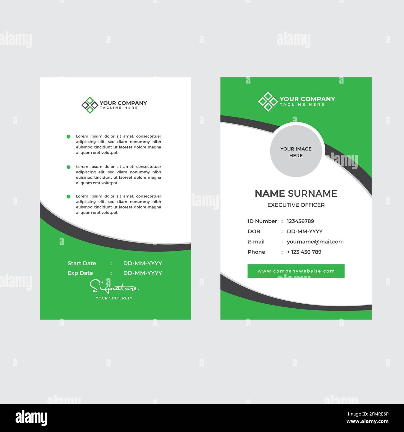 Premium Employee ID Card with Photo Placeholder, Name, Position and ...