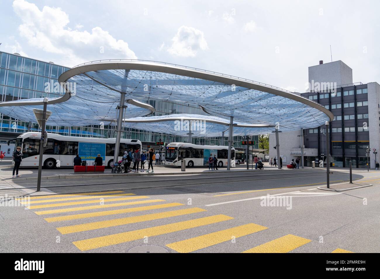 Aarau, Switzerland - 28 April, 2021: view of the modern train and bus ...