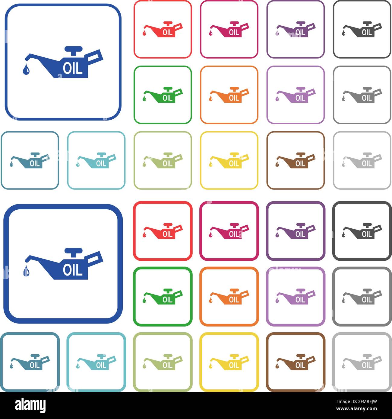 Oil level minimum indicator color flat icons in rounded square frames ...