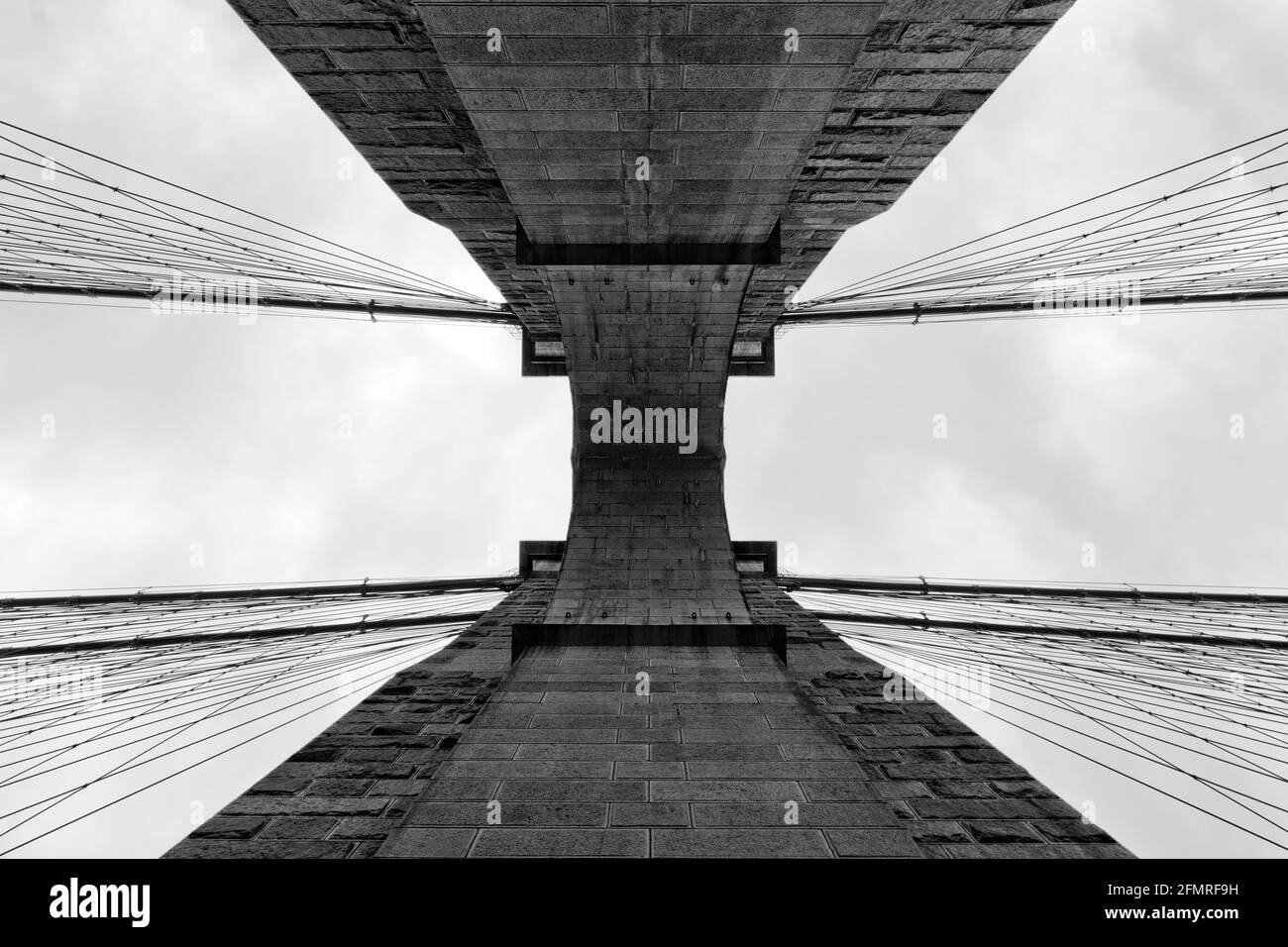 Bottom view of the brooklin bridge Manhattan New York United States of ...