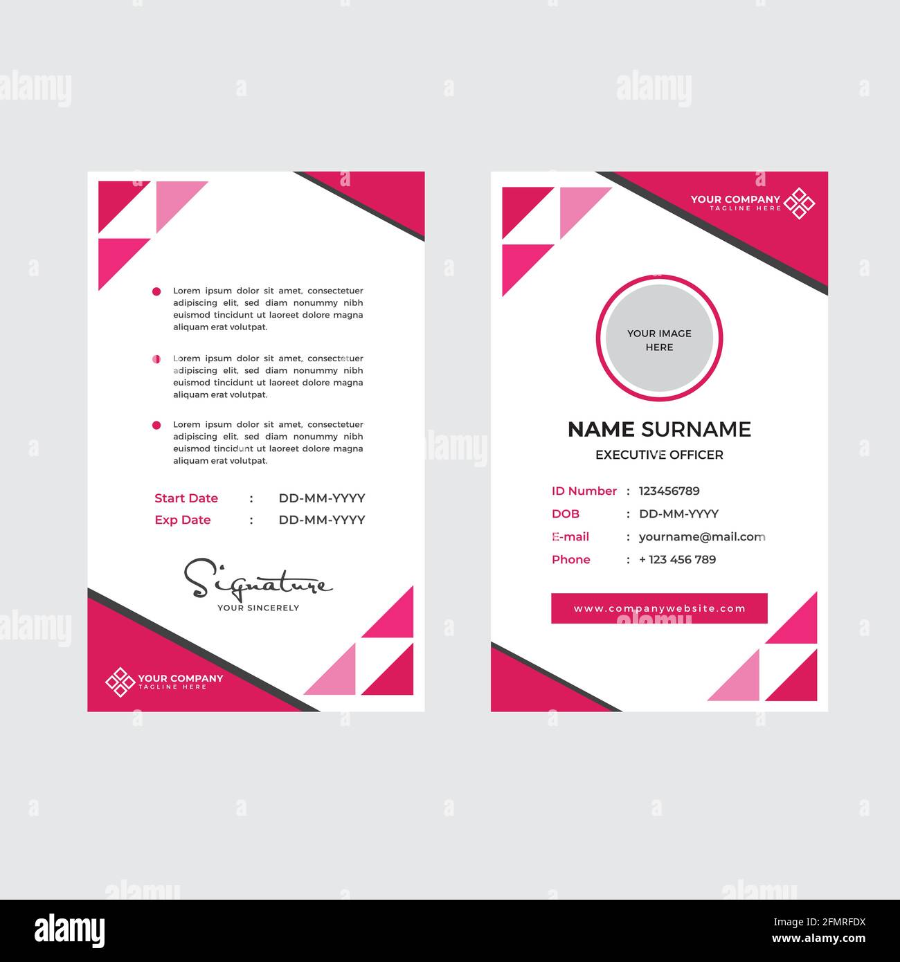 Premium Employee ID Card with Photo Placeholder, Name, Position and ...