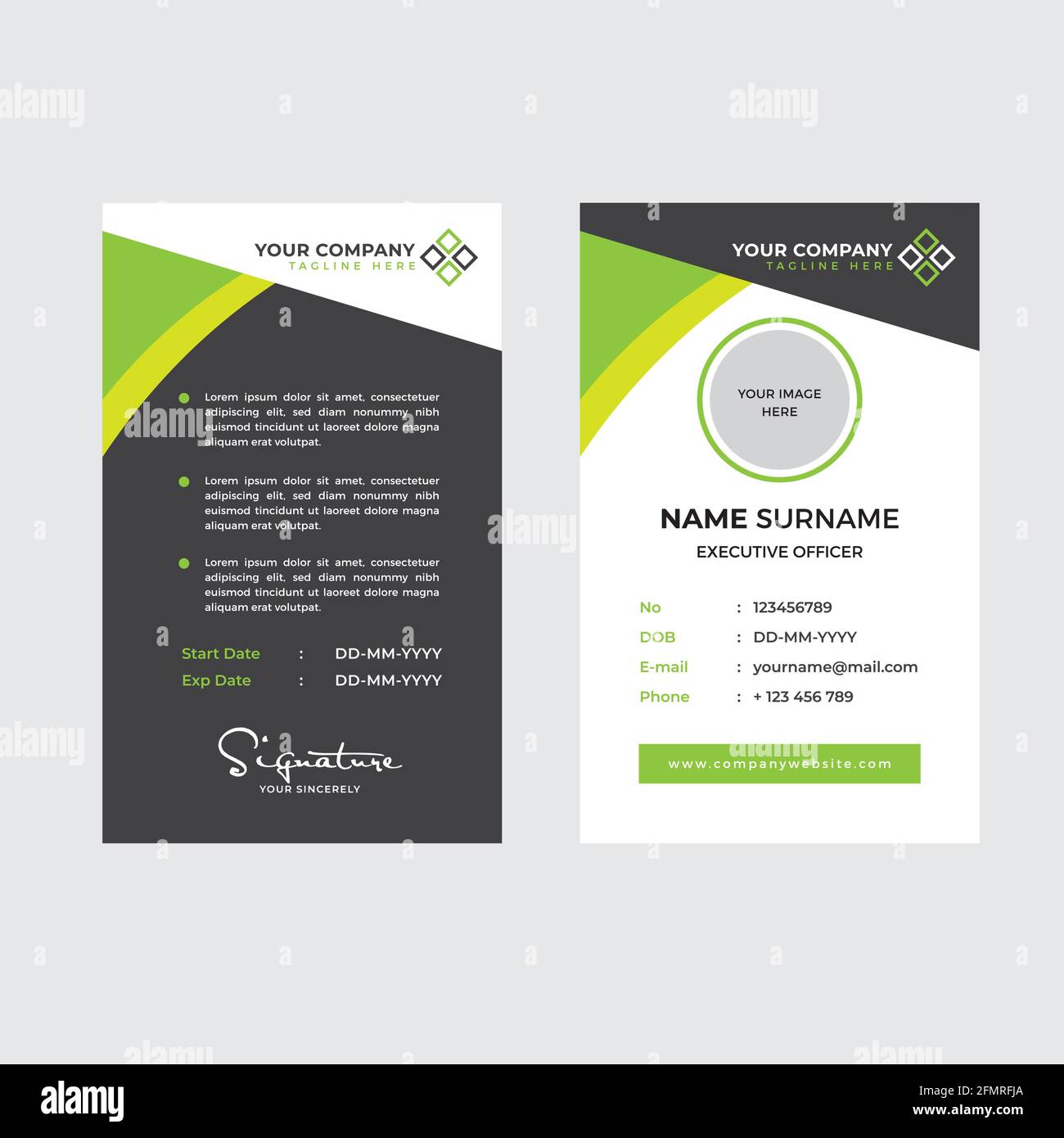 Premium Employee ID Card with Photo Placeholder, Name, Position and ...