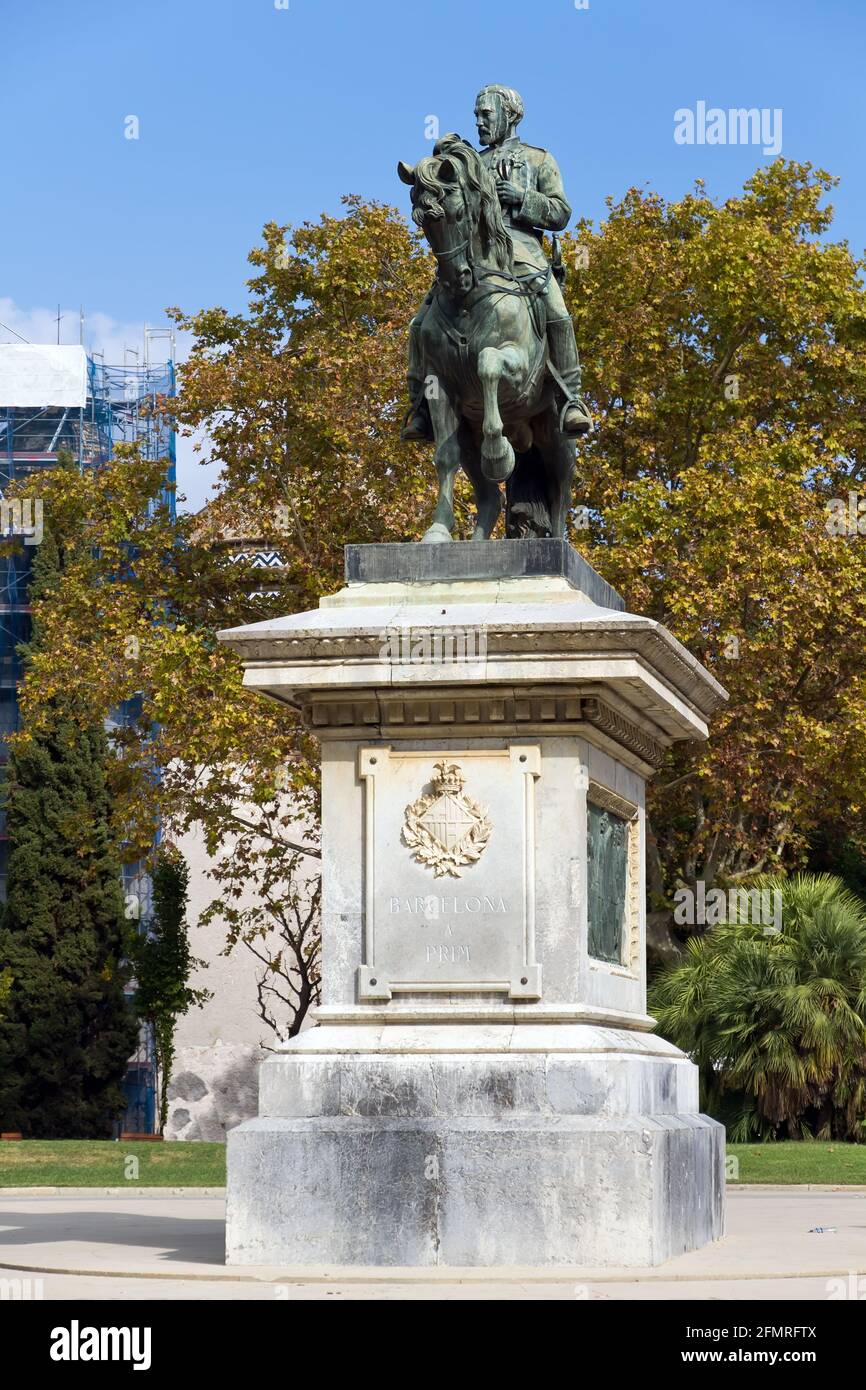 The statue of General Prim in Parc de la Ciutadella in Barcelona Stock ...