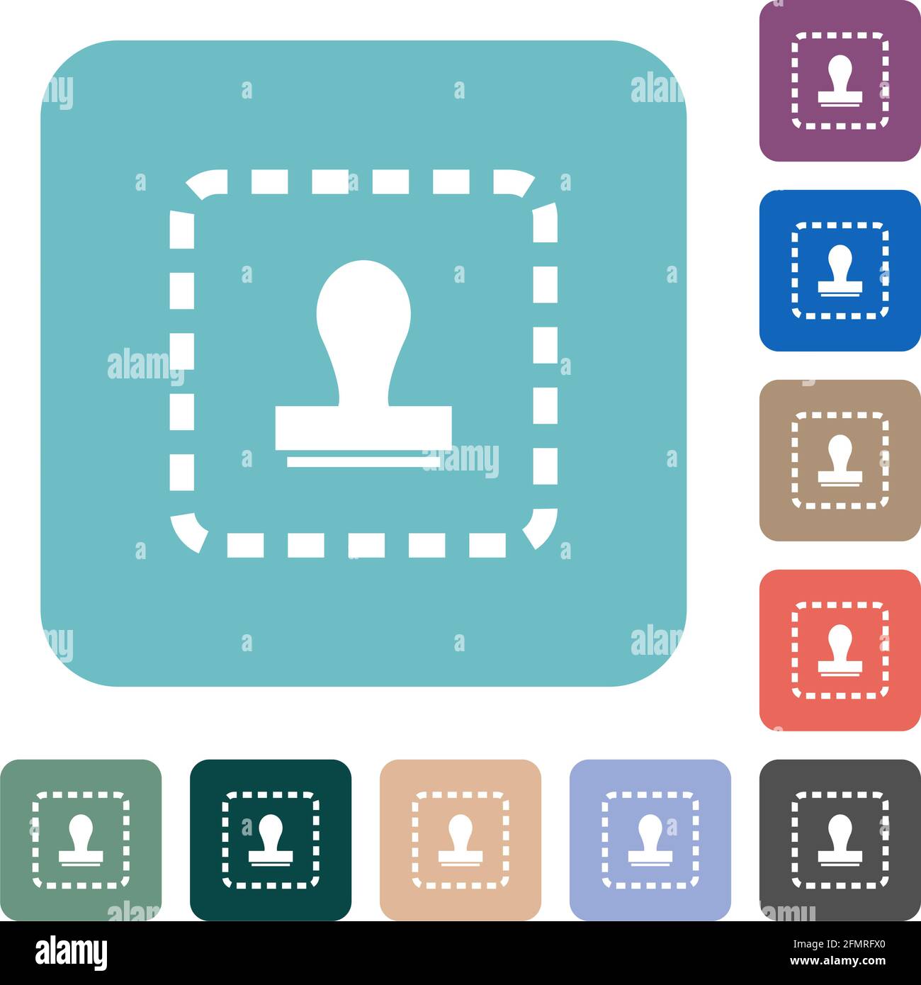 Place watermark white flat icons on color rounded square backgrounds ...