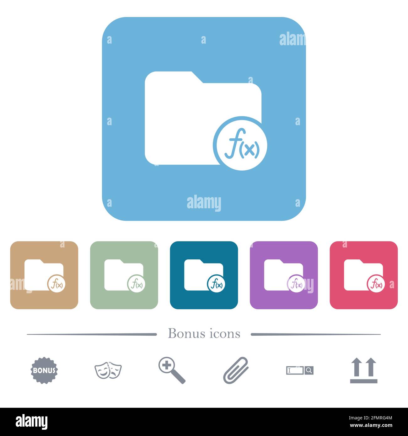 Directory functions white flat icons on color rounded square ...