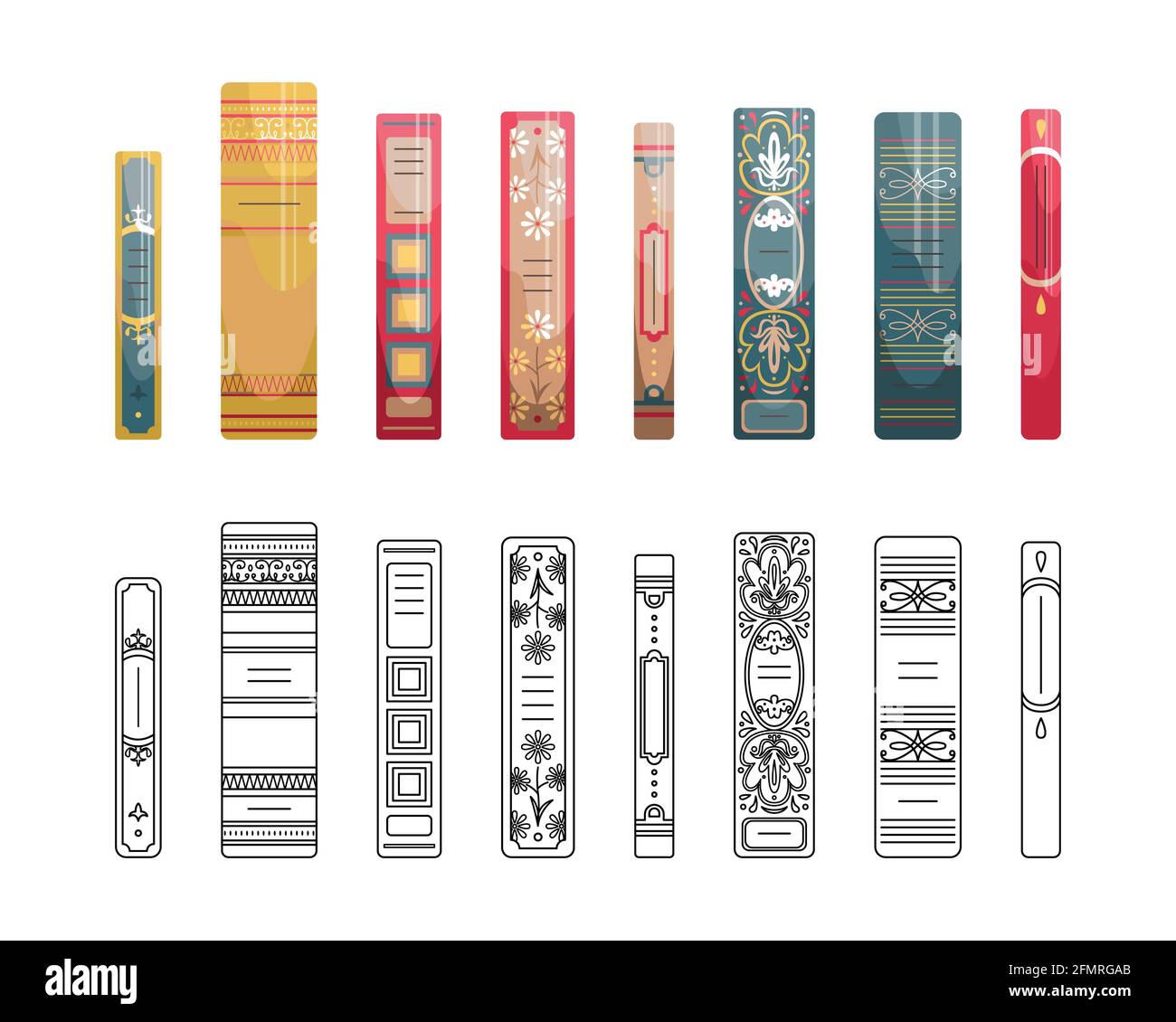 Books bookcase spines Stock Vector Images - Alamy