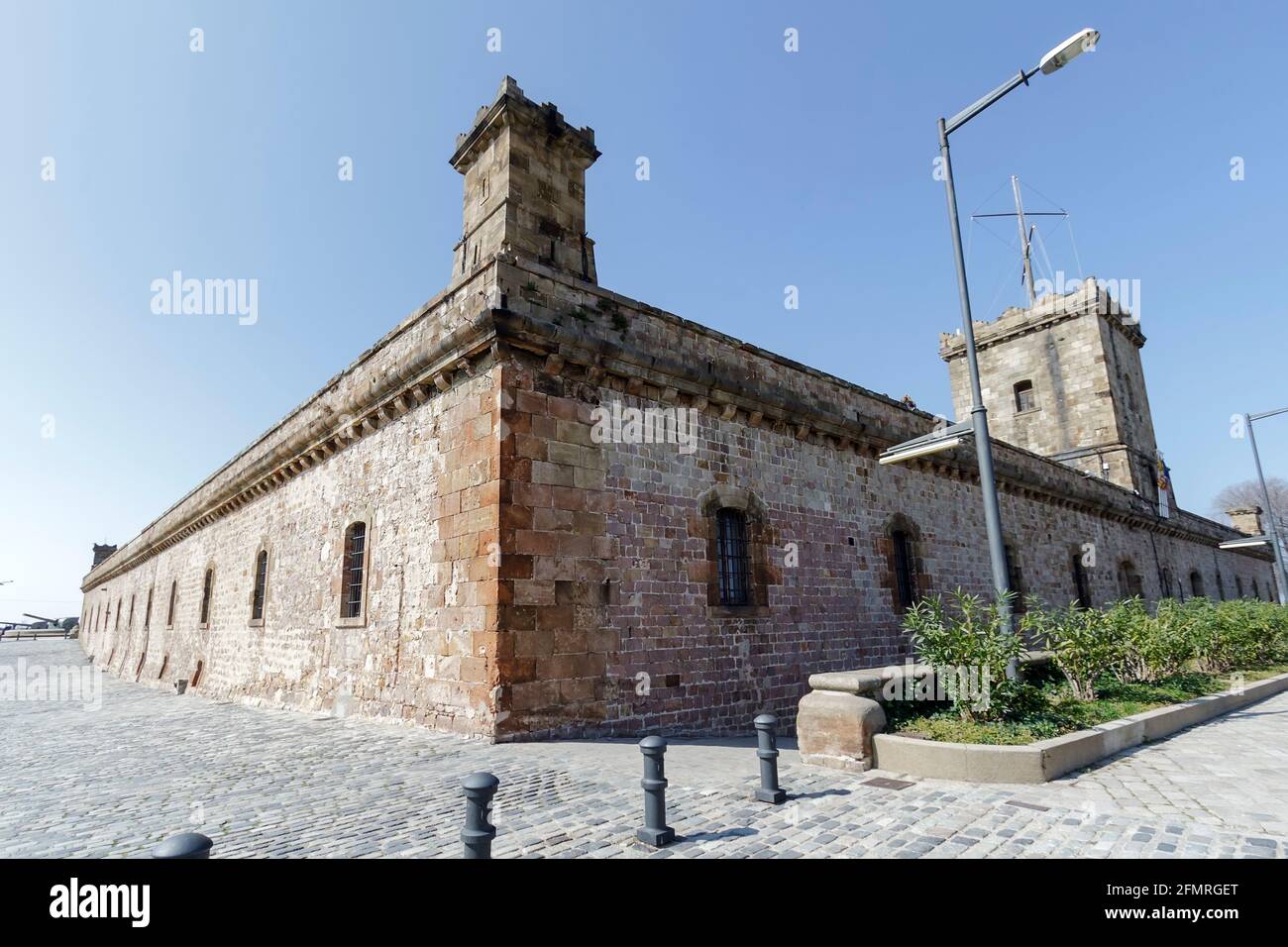 Barcelona, Spain. Famous Montjuic Fort, old castle Stock Photo - Alamy