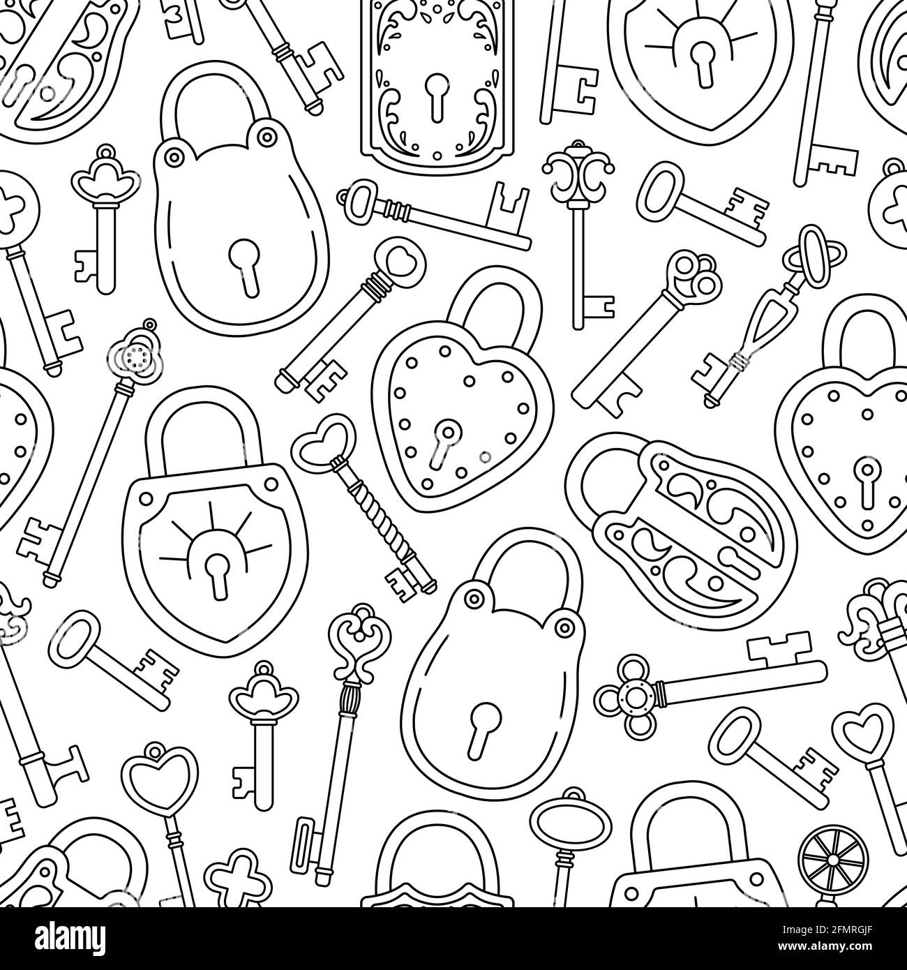 The seamless pattern with outline retro keys and locks Stock Vector ...