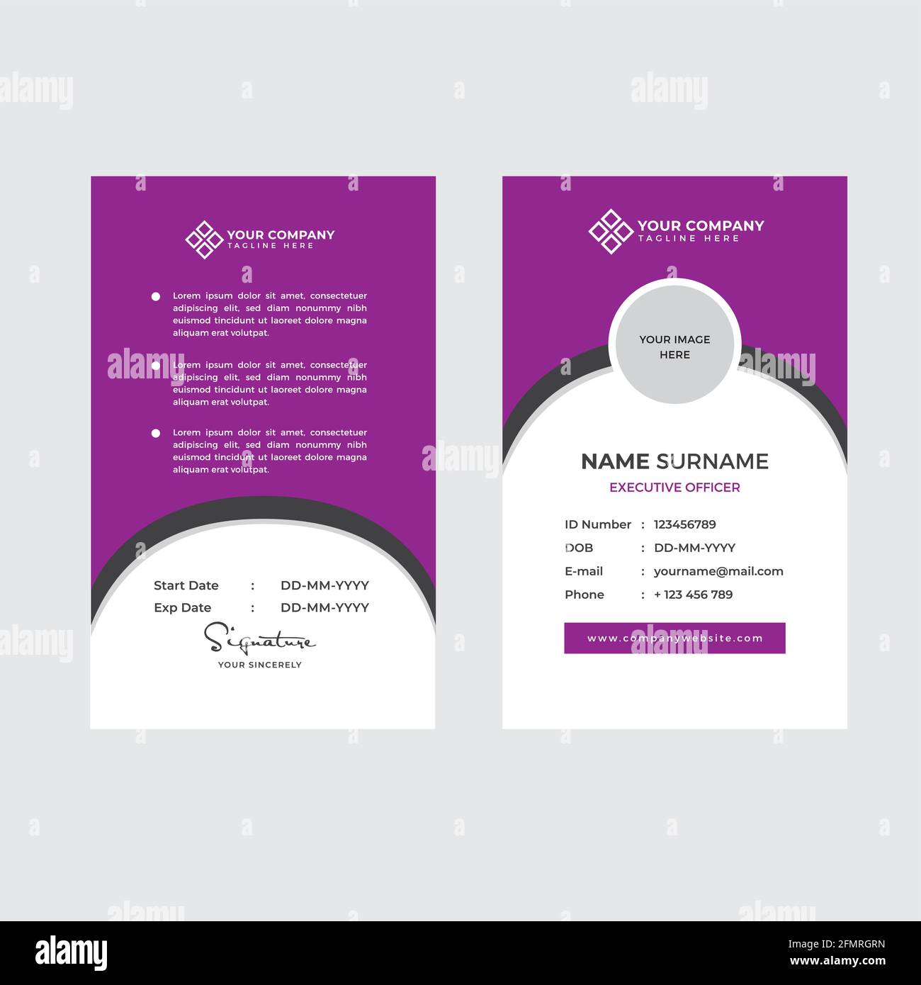 Premium Employee ID Card with Photo Placeholder, Name, Position and ...